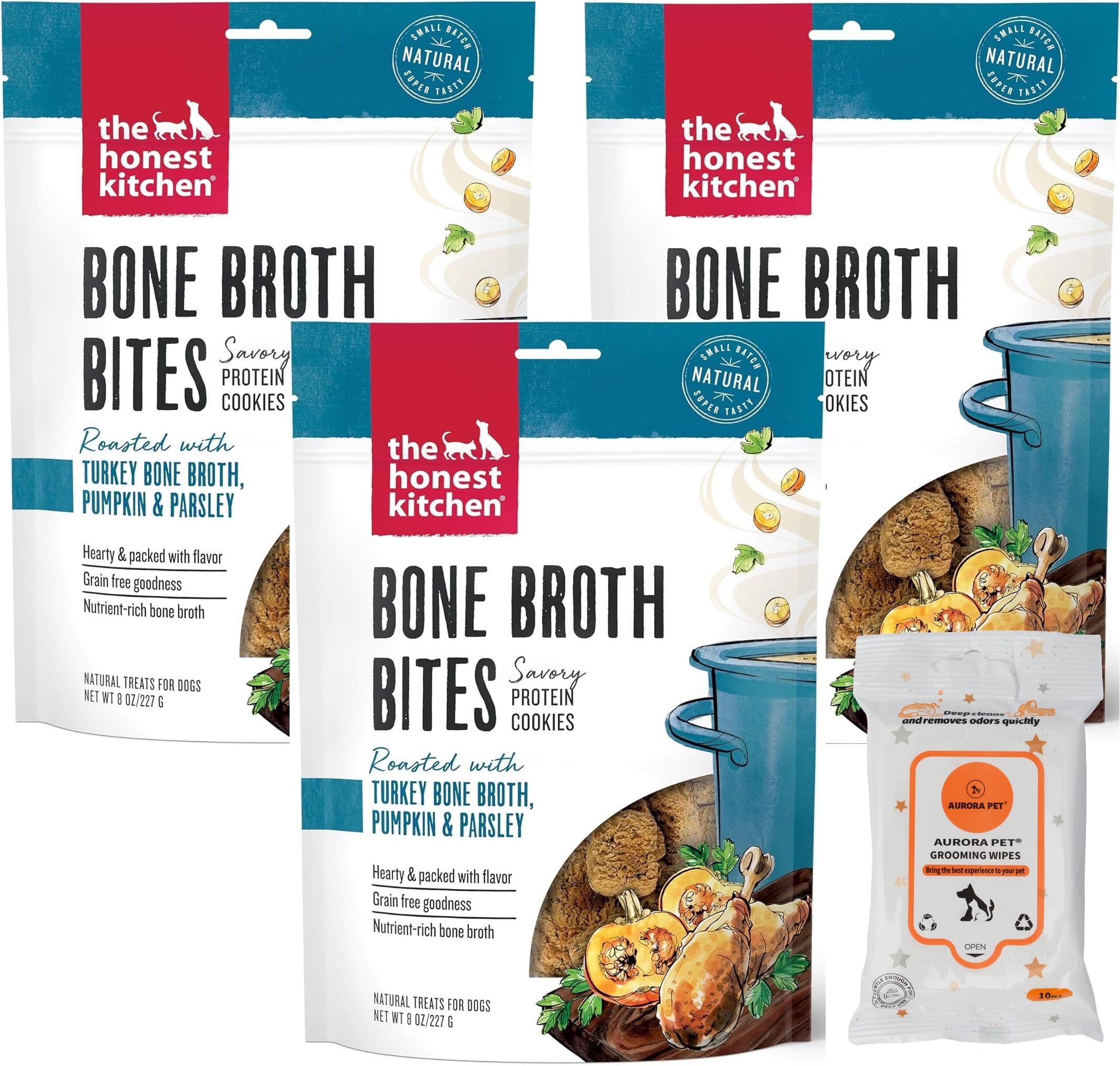 Amazon.com : Aurora Pet Bundle (3) Bone Broth Bites: Roasted with ...