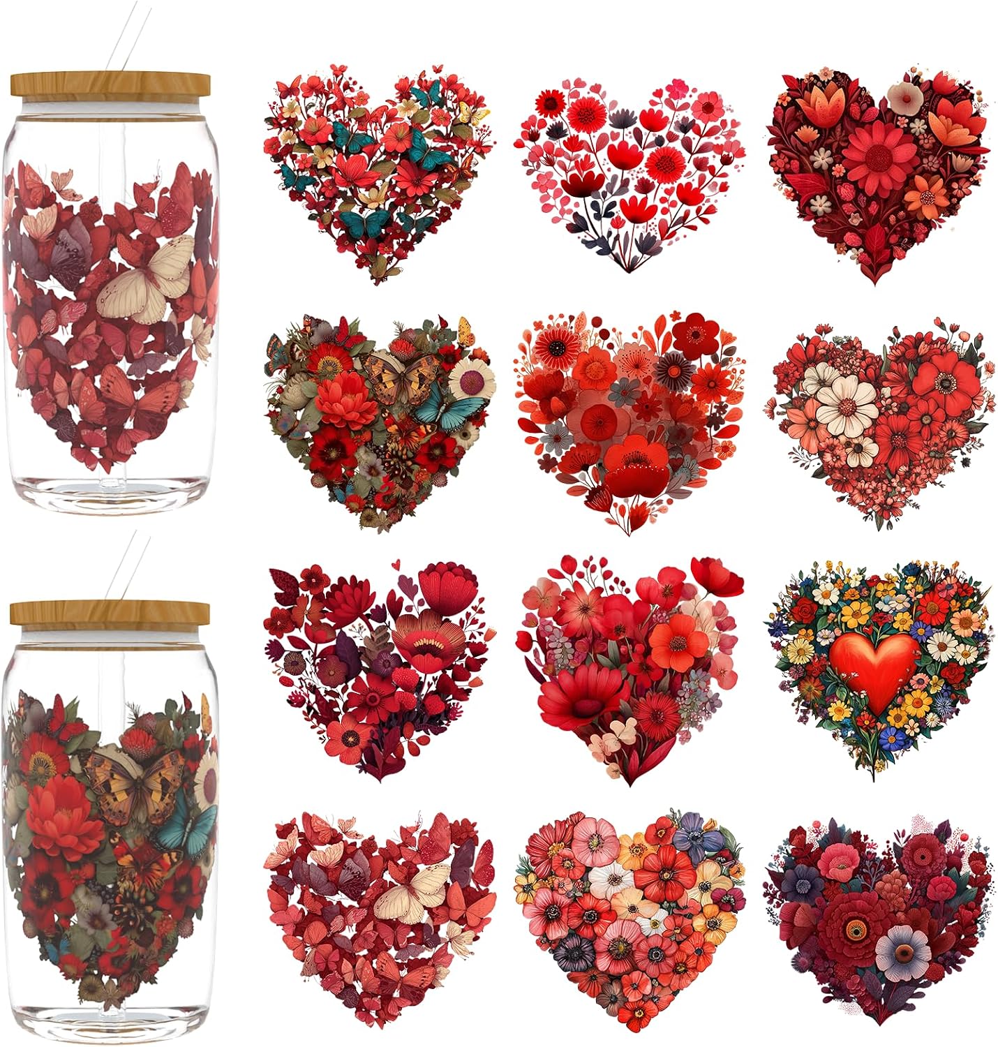 Amazon.com: CHNVICK UV DTF Cup Wrap for 16oz Glass, 12 Sheets Valentine ...