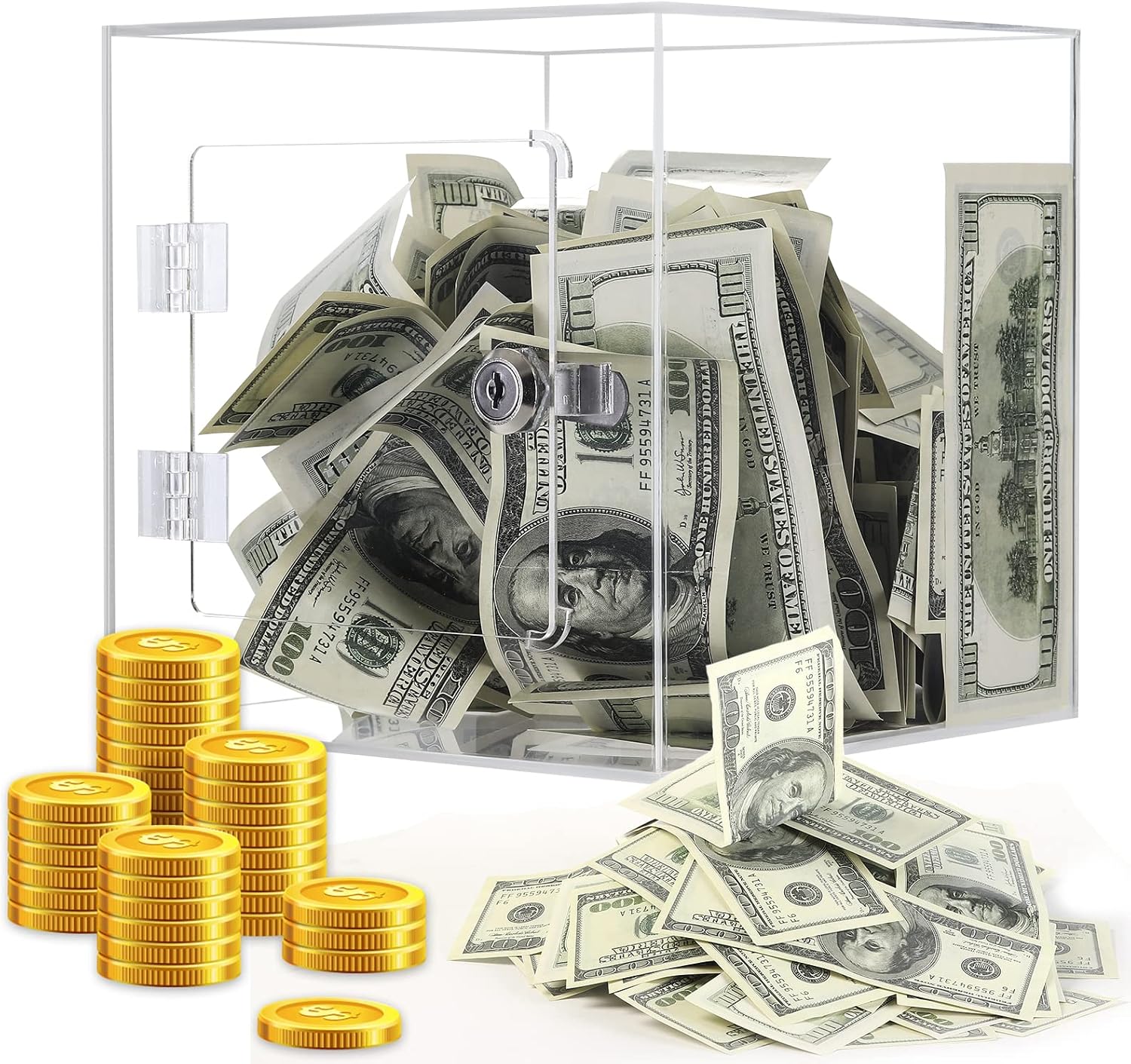 Amazon.com : Asbyoi Piggy Bank for Adults Kids Boys Girls, Clear ...