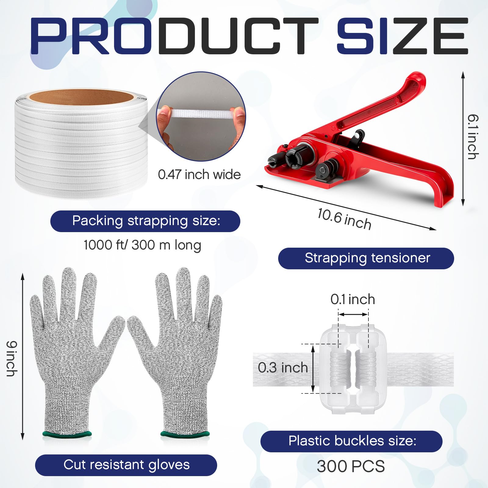 Snapklik.com : Lasnten 304 Pcs Box Banding Strapping Kit 1000 Ft X 0.47 ...