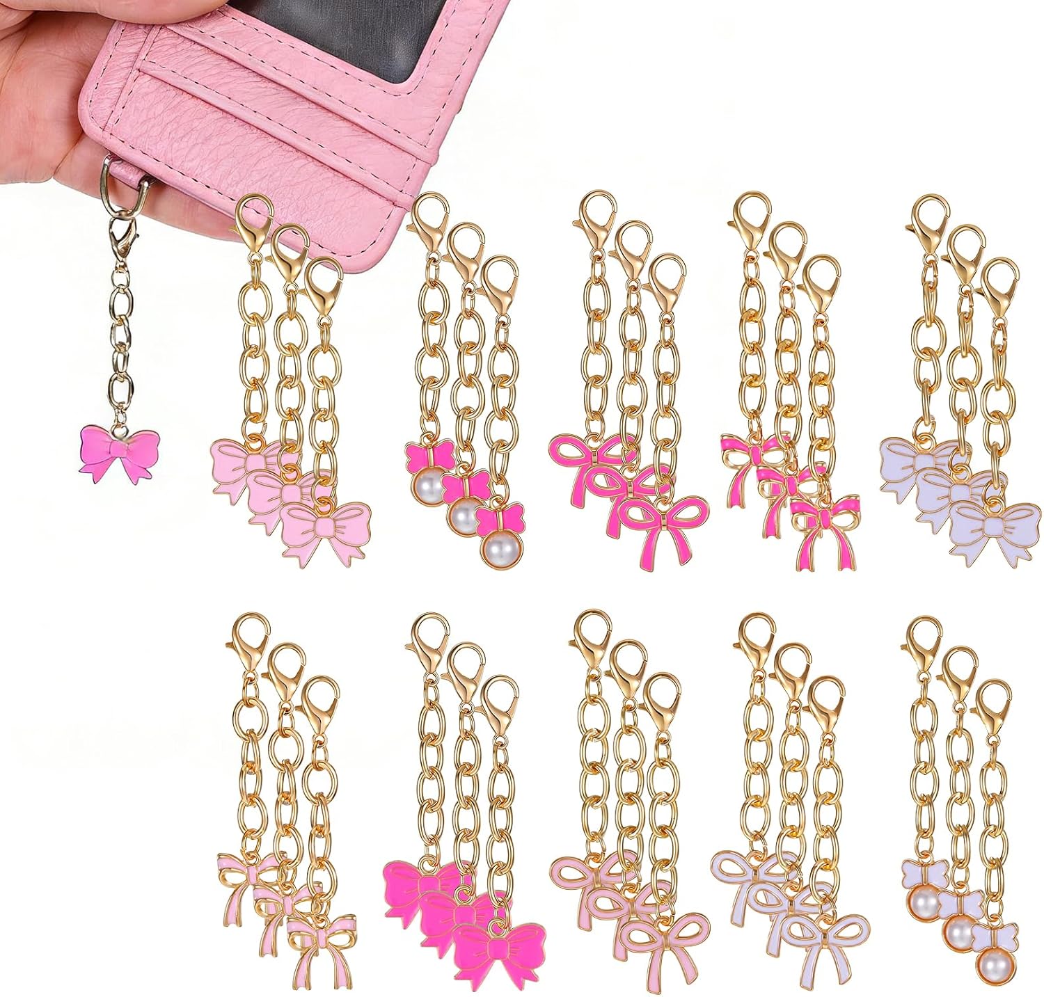 Amazon.com: QFGasre 30pcs Bows Keychains Party Favors Cute Bowknot Keys ...