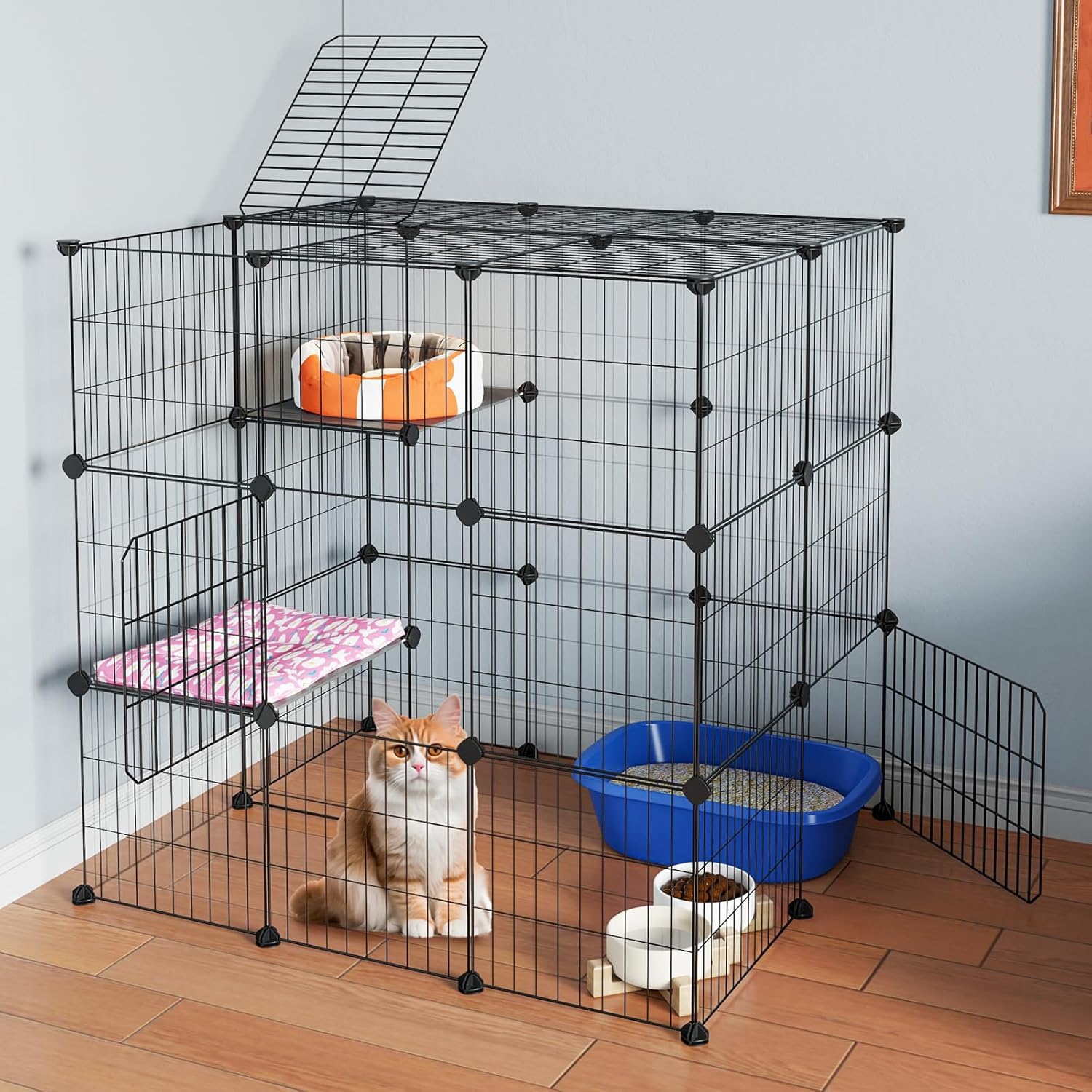 Amazon.com : Oneluck 3-Tier Cat Cages,Enclosure DIY Cat Playpen Catio ...