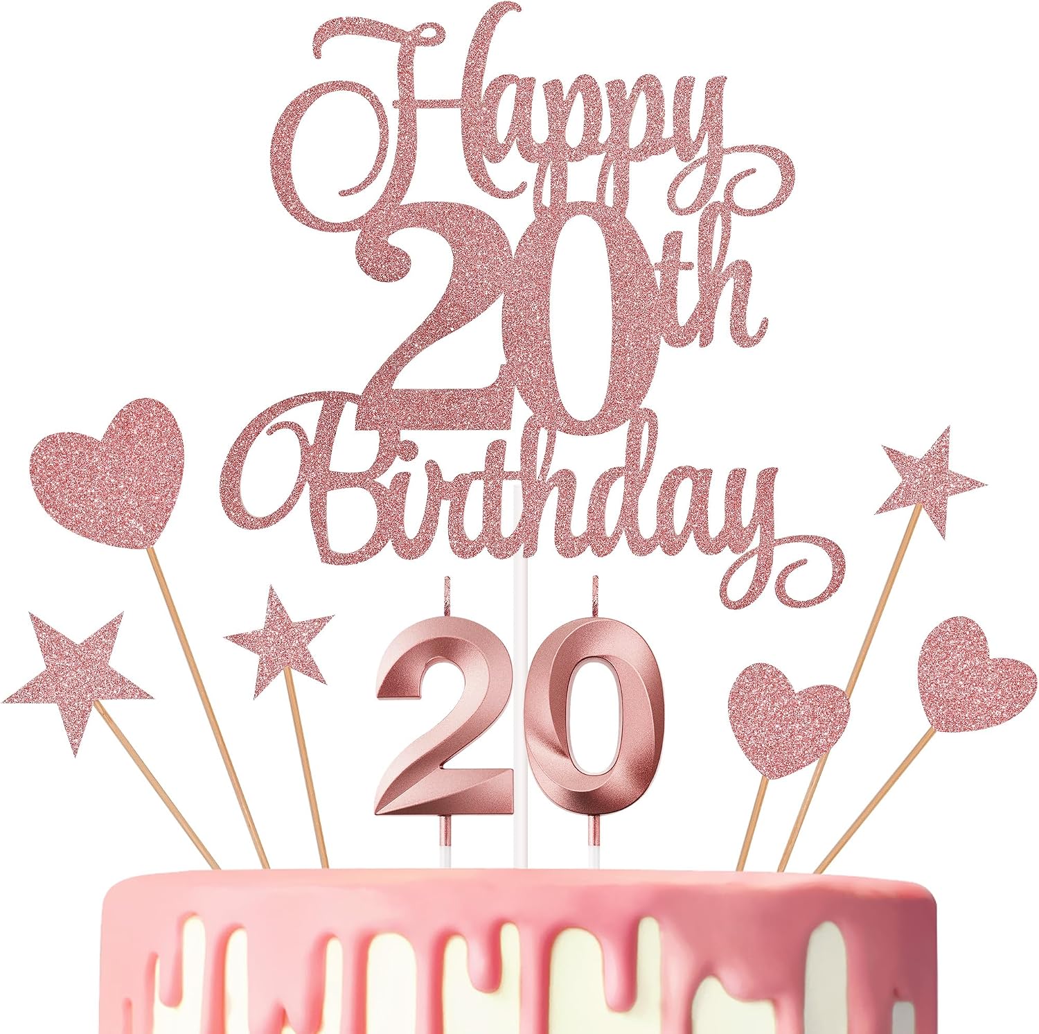 Amazon.com: Lecferrarc 20th Birthday Cake Decorations, 20th Birthday ...