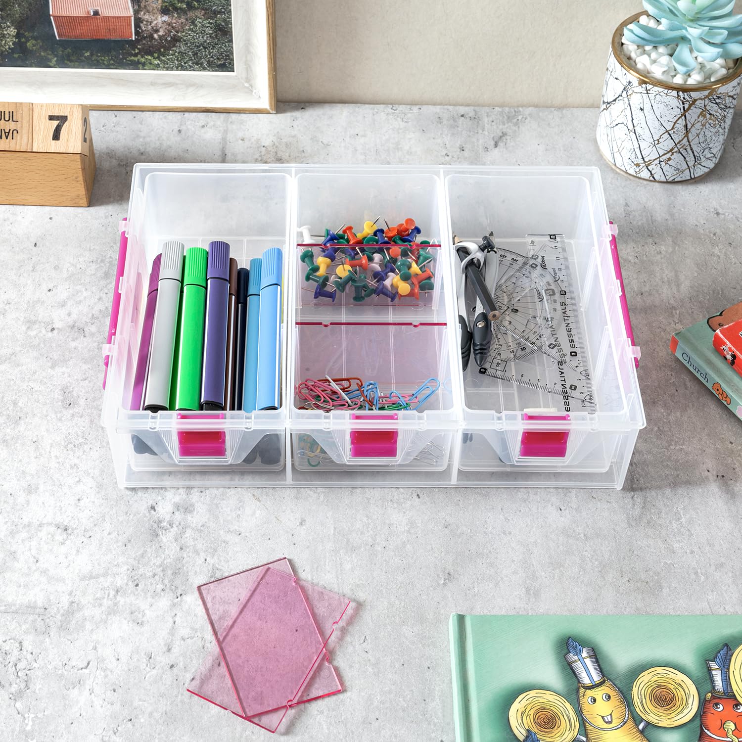 Snapklik.com : MyGift 11 Inch Clear Arts And Crafts Stackable Container ...