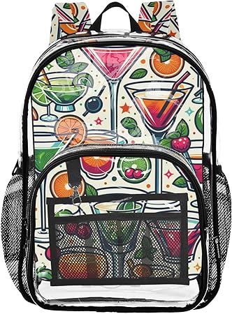 Amazon.com: WELLDAY Tropical Cocktails Clear Backpack, Heavy Duty PVC ...