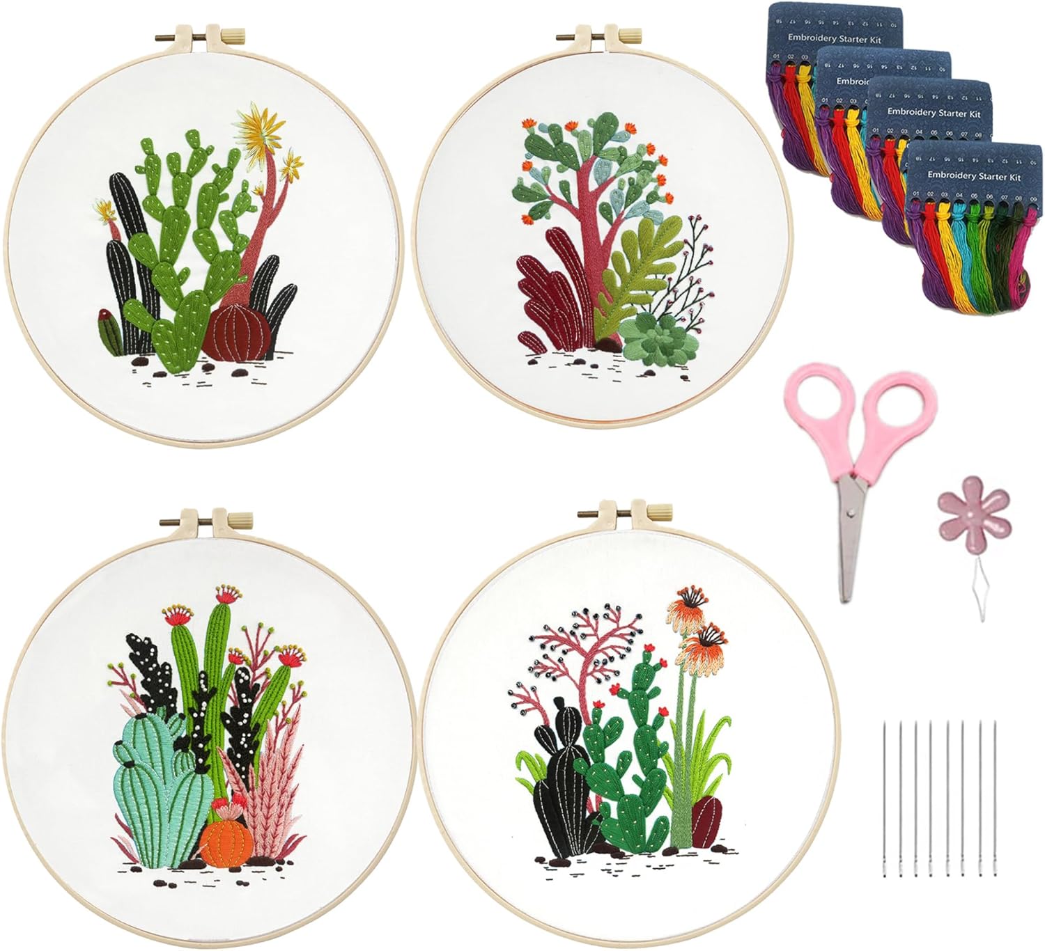 Amazon.com: Arctikmint 4 Set Embroidery Kit for Beginners Stamped ...