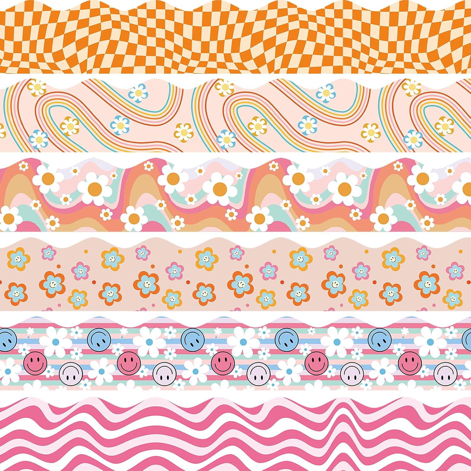 Amazon.com: VABAMNA Bulletin Board Borders Groovy Classroom Decorations ...
