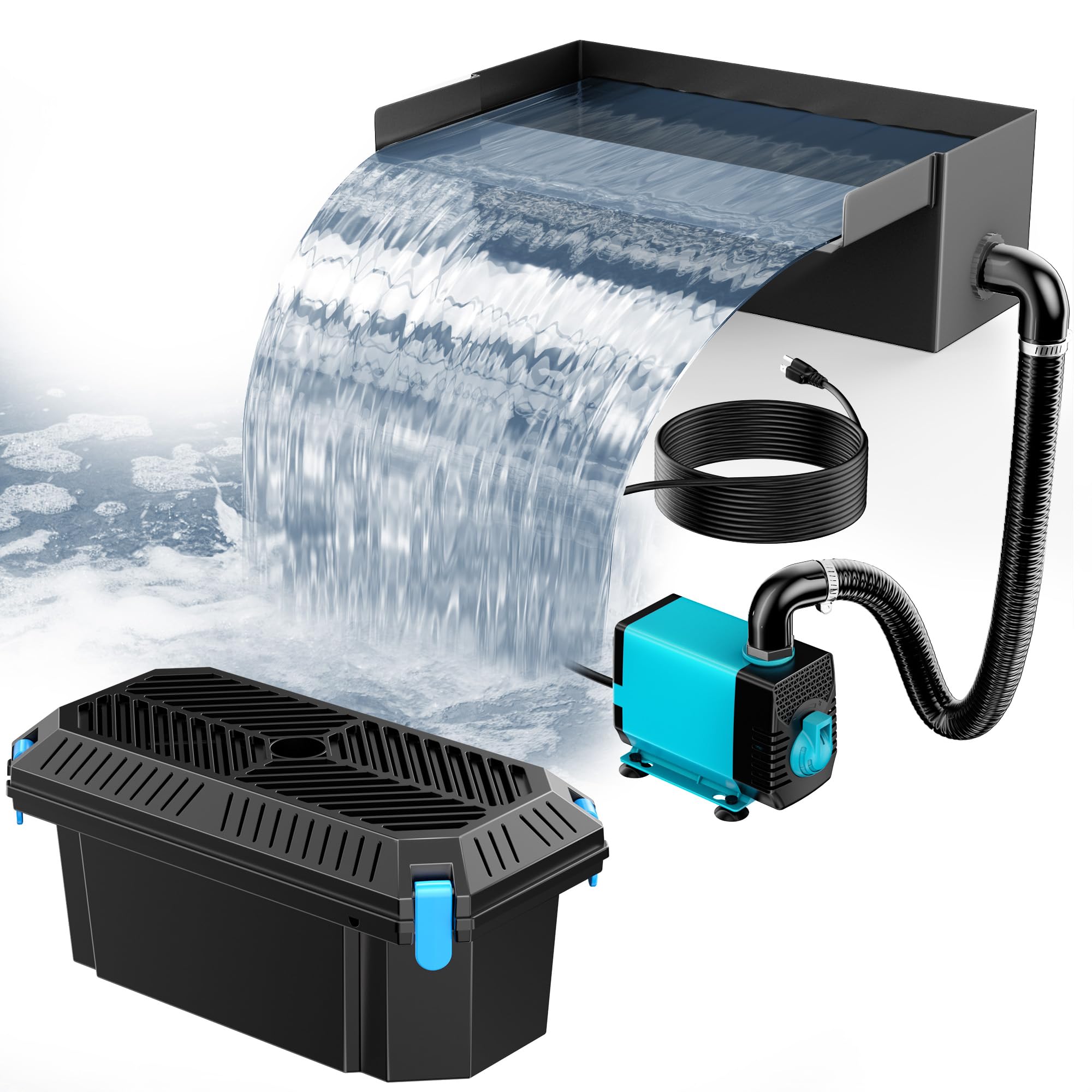 Amazon.com: POPOSOAP Pond Waterfall Box with Pond Filter Kit Built-in ...