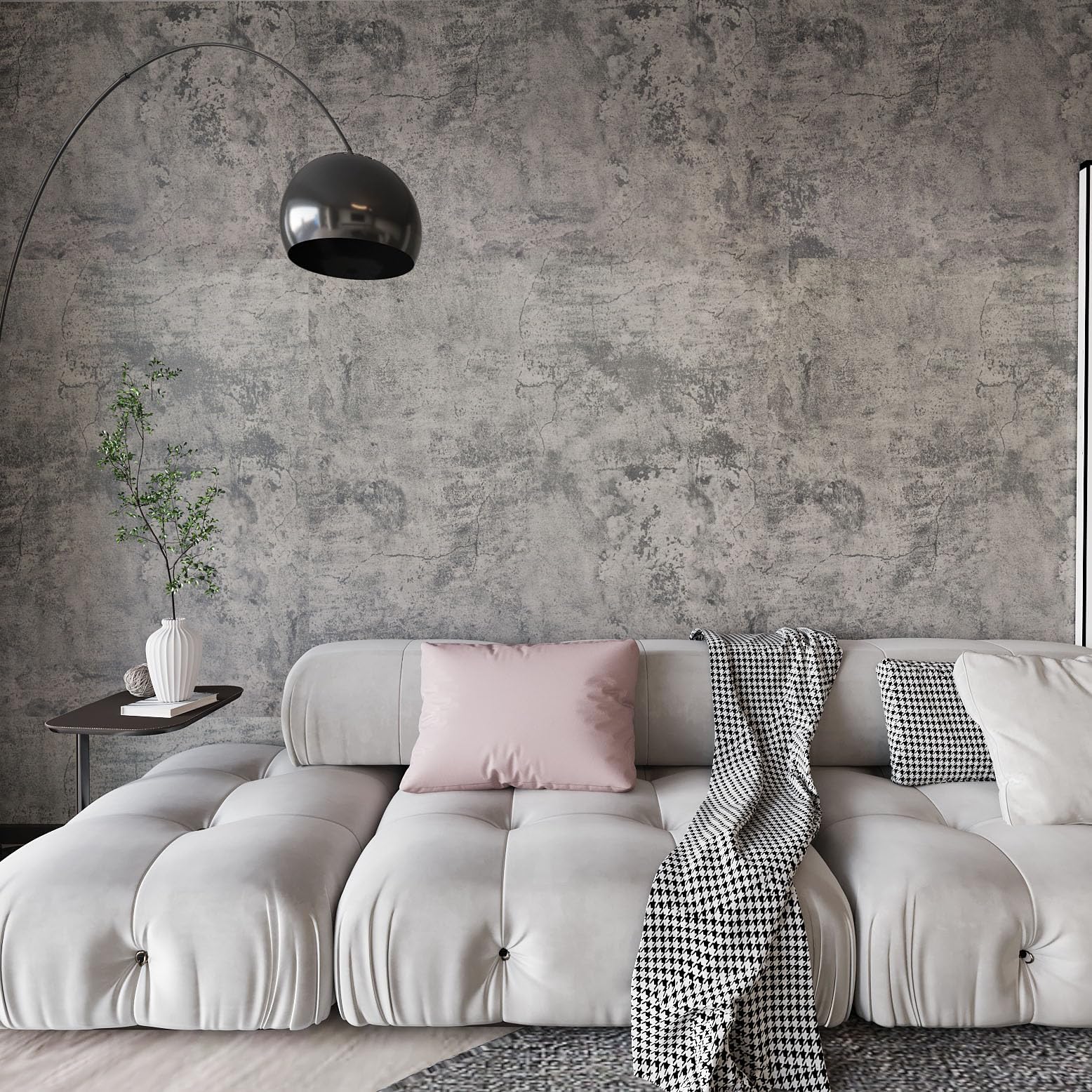 16"×118" Brown Grey Concrete Cement Contact Paper 3D Industrial ...