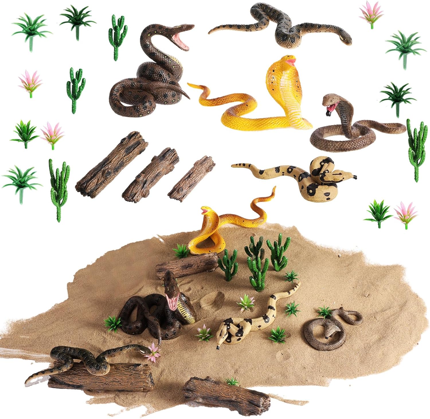 Amazon.com: Sratte 26 Pcs Snake Animals Figures Diorama Kit, Plastic ...