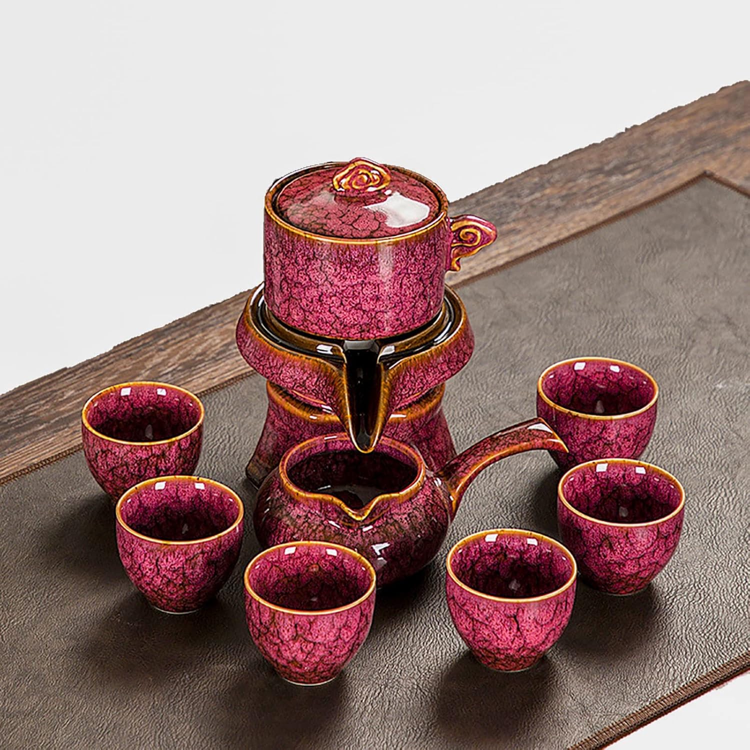 Amazon.com | Chinese Ceramic Kungfu Tea Set Gift, Semi-Automatic Stone ...