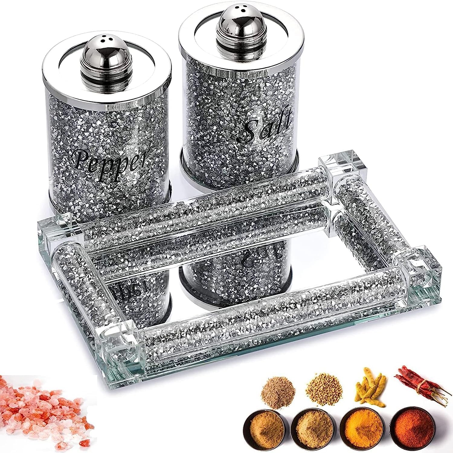 Amazon.com: Salt and Pepper Shakers Set of 4, Glass Spice Shaker with ...