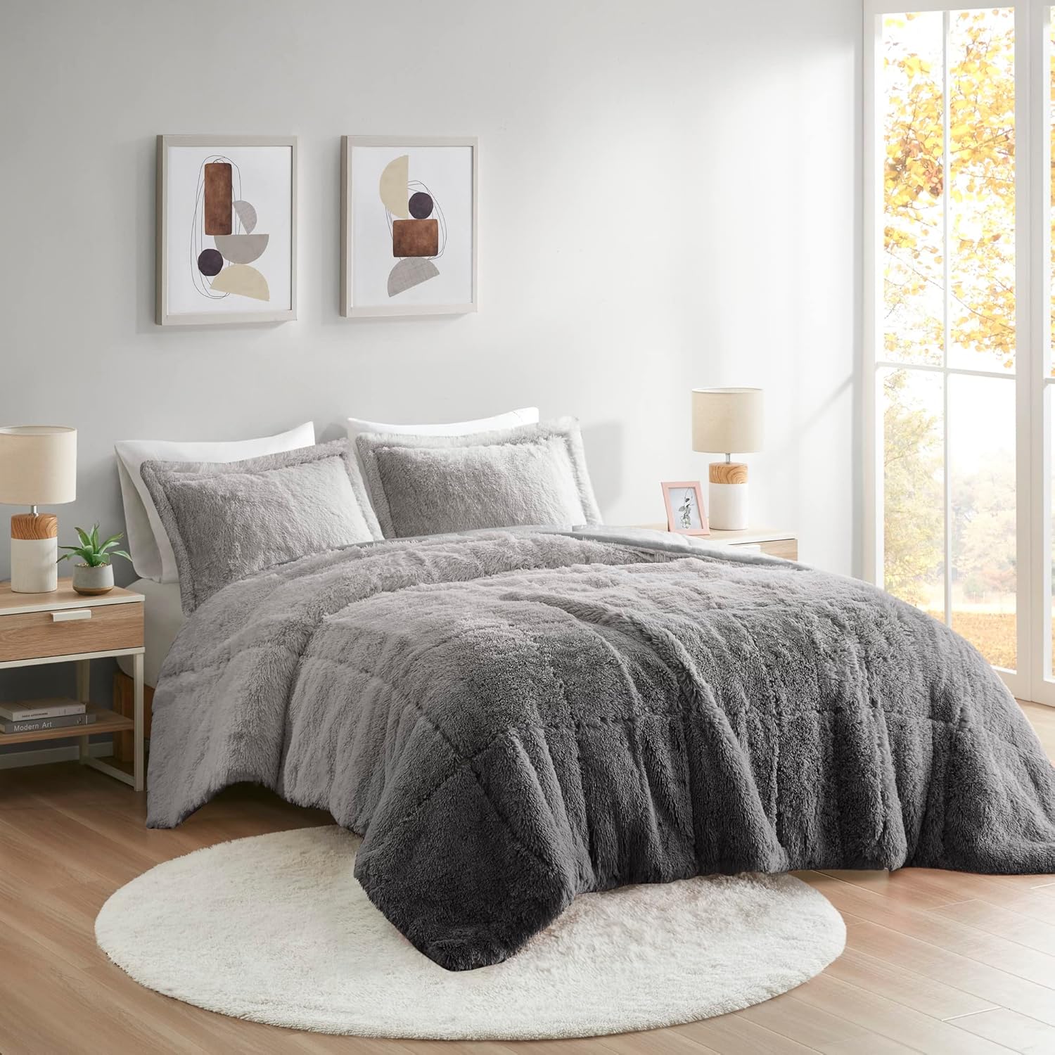 Amazon.com: Intelligent Design Brielle, Long Shaggy Faux Fur Comforter ...