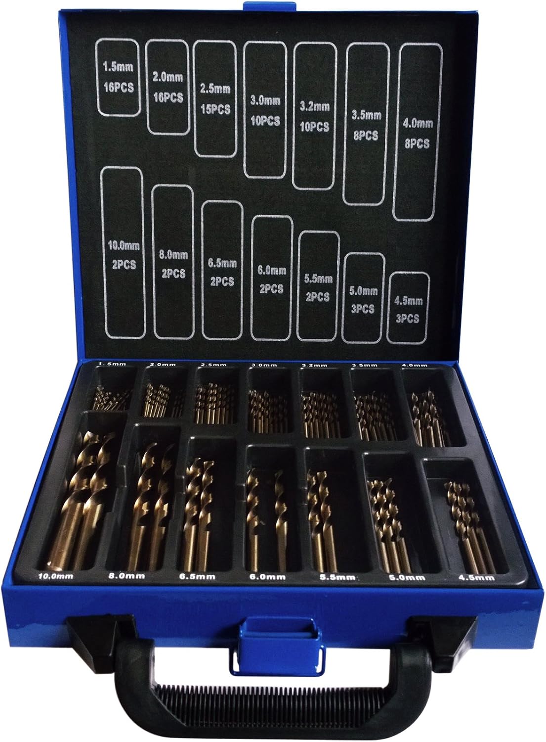 Titanium Coated 99 Piece Drill Bit Set/Kit in Metal Case - HSS Wood ...