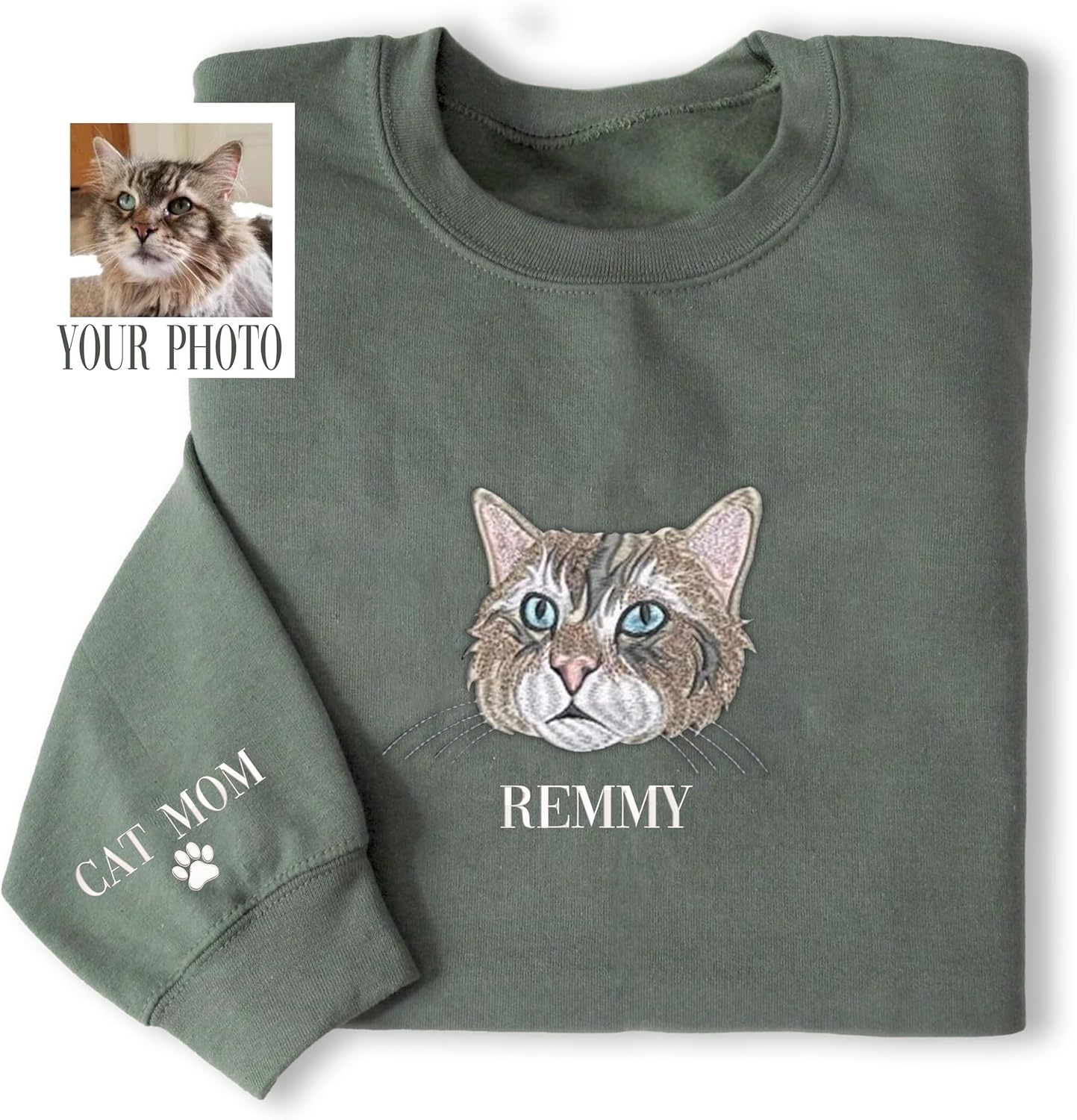Amazon.com: NAZENTI Embroidered Cat Sweatshirt, Pet Lover Gifts, Gifts ...