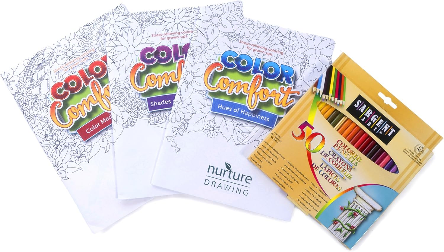 Amazon.com: Nurture Drawing Adult Coloring Book Bundle with 50 Pack of ...