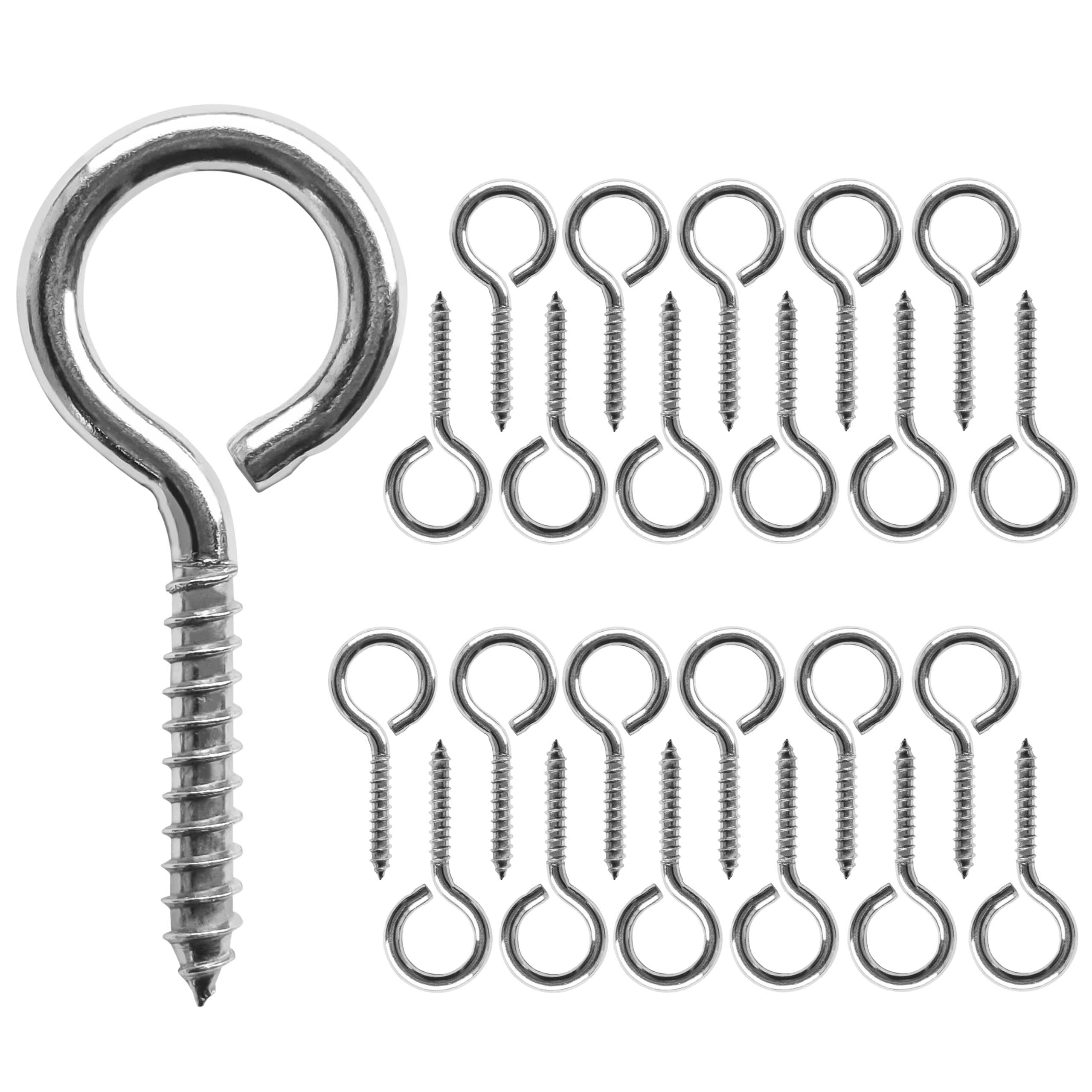 Amazon.com: HXLPAY 24 Pcs Screws Eye Hooks 2.56 Inch 304 Stainless ...