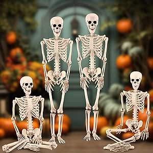 Amazon.com : Geetery 4 Pack 3 ft Halloween Skeleton Full Body Life Size ...