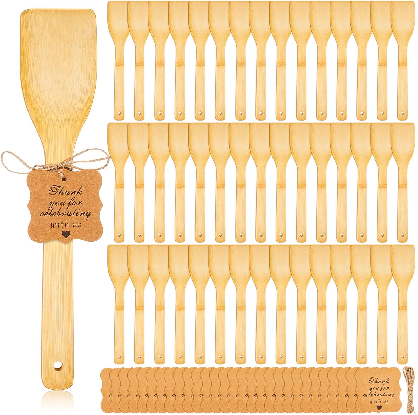 Amazon.com: Lineshading 50 Sets Bamboo Spatula Bamboo Kitchen Utensils ...
