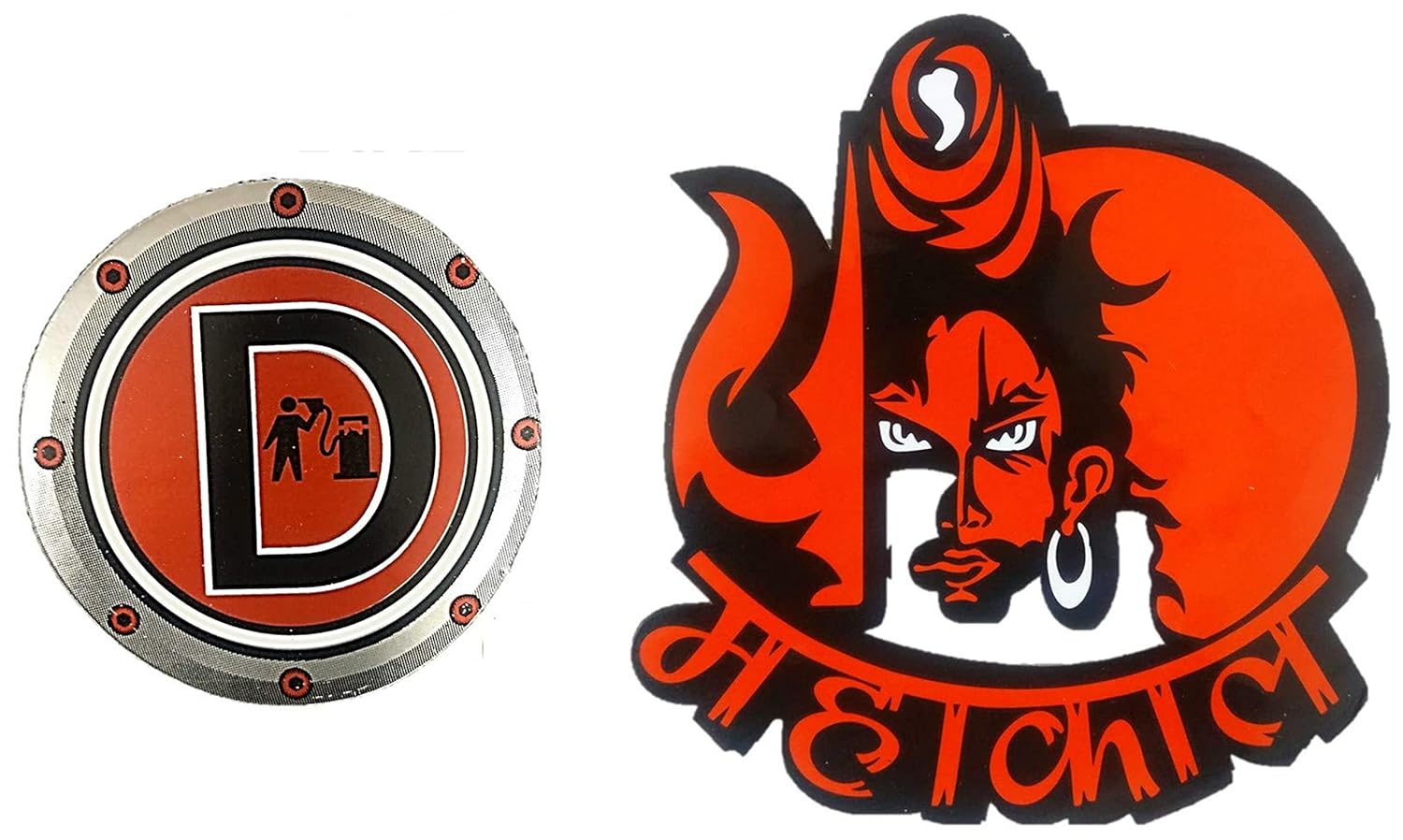 UNIq Combo Stickers - Mahakal Red + Diesel Tank Round - D-Red for Car ...
