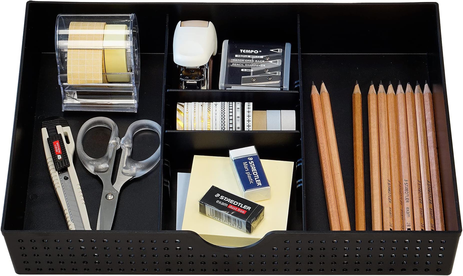 Officemate Deep Desk Drawer Tray 21322, 7 Compartments, Black : Amazon ...