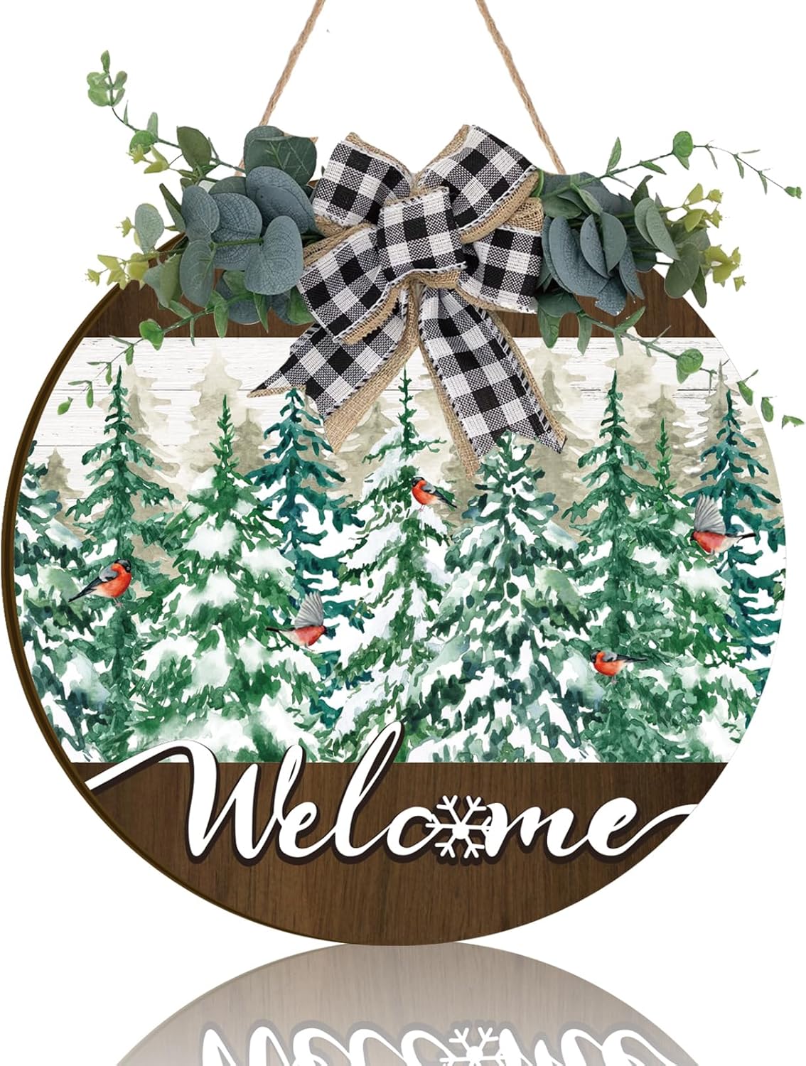 Amazon.com: FairySandy Hello Winter Door Sign Winter Snowflake Welcome ...