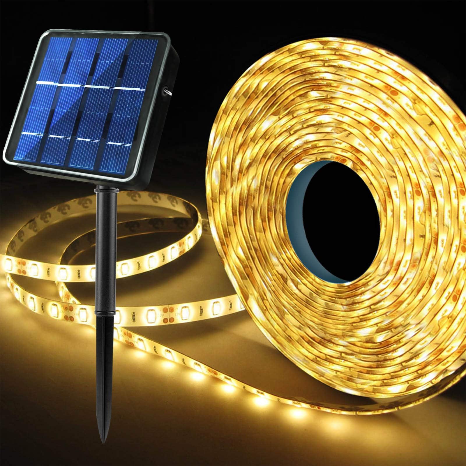 Outdoor Solar LED Strip Lights Warm White, Solar Powered Flexible ...