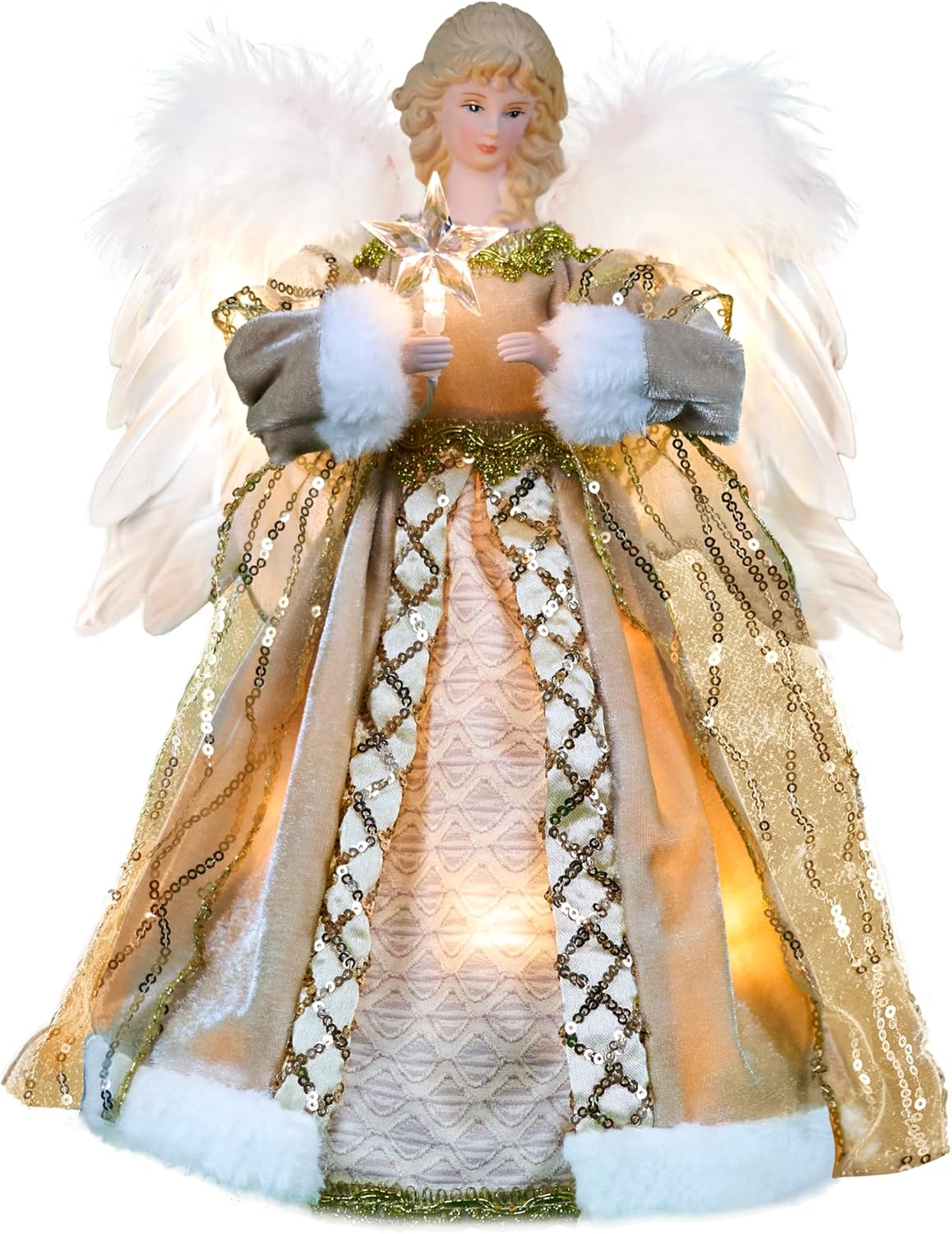 Amazon.com: Cyraft Angel Tree Topper with Moving Wings, 12-Inch Gold ...