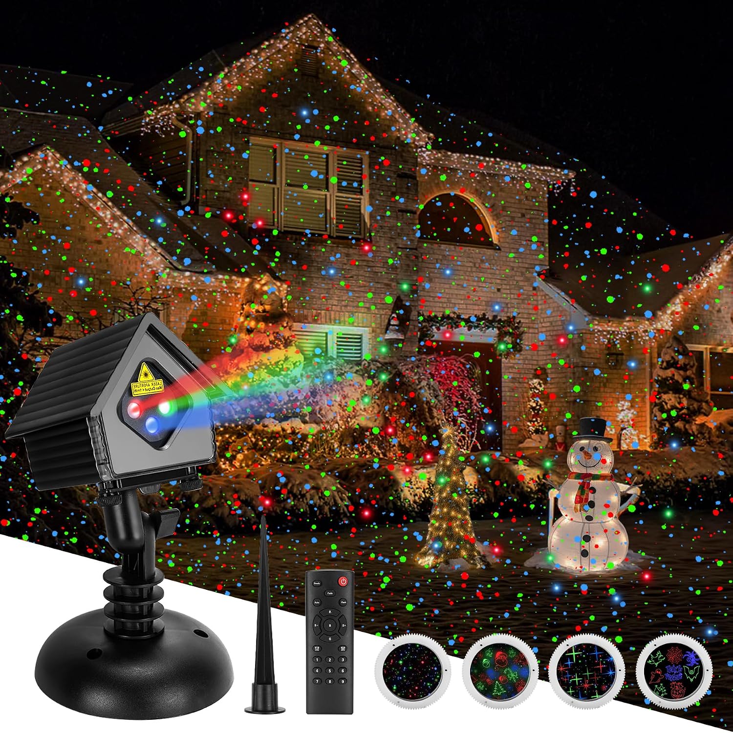 Amazon.com: Laser Christmas Projector Lights Outdoor(GRB), 4 Holiday ...