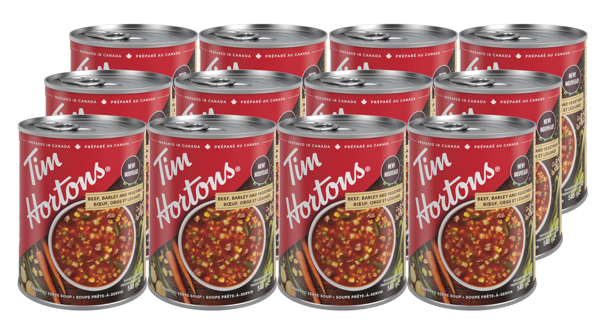 Tim Hortons Beef, Barley & Vegetable Soup, Ready to Serve, 12 Cans x ...