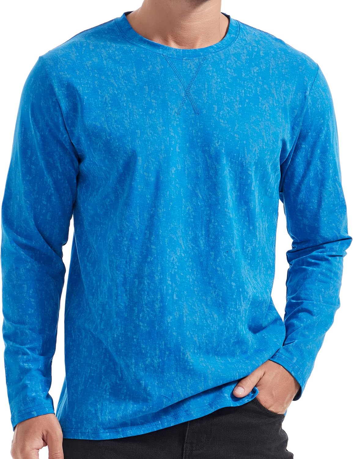 KLIEGOU Men's T-Shirts - Elasticity Cotton Crew Neck Long Sleeve Shirt ...