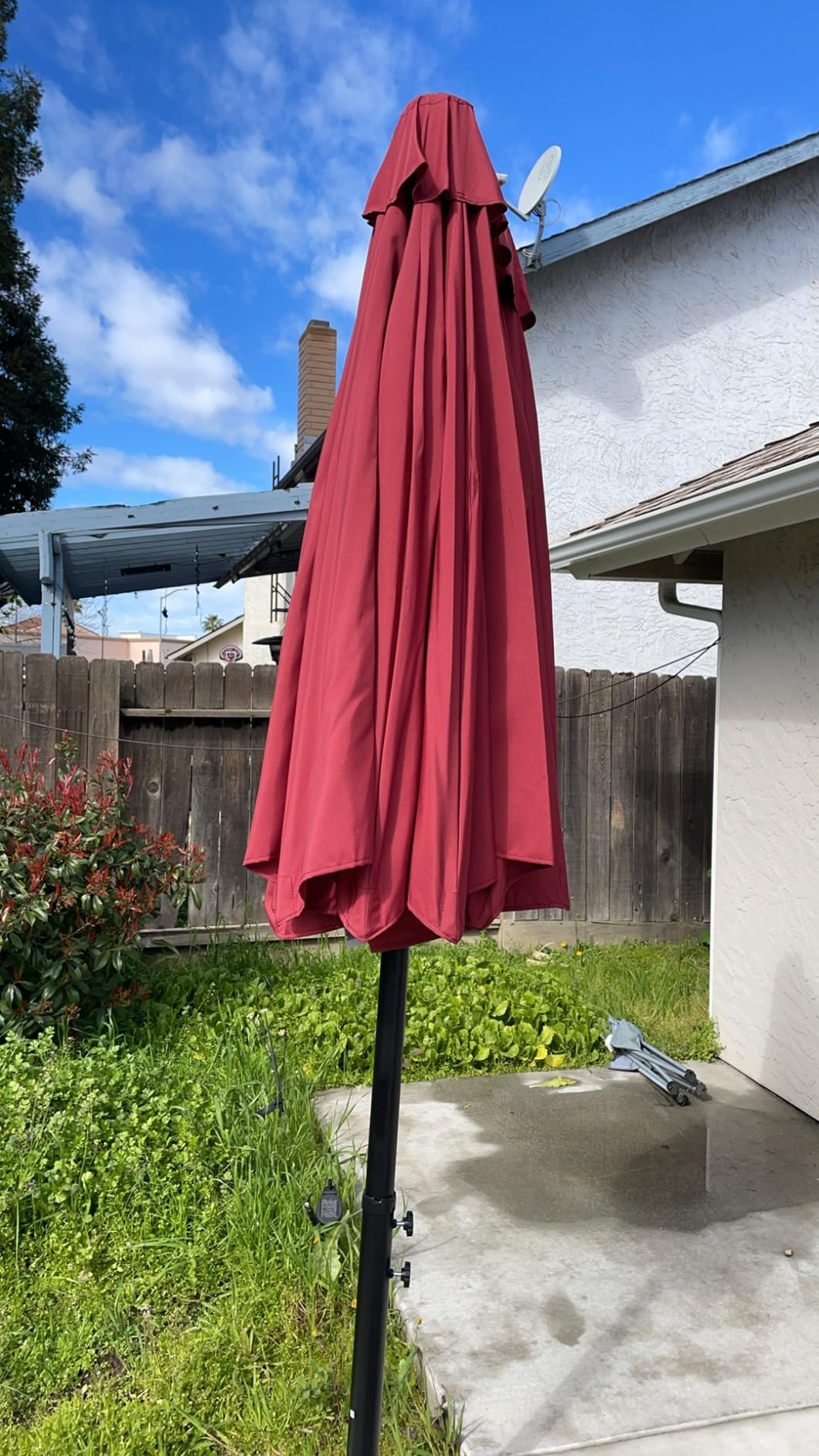 Amazon.com : PHI VILLA 15ft Large Patio Umbrella with Solar Lights ...