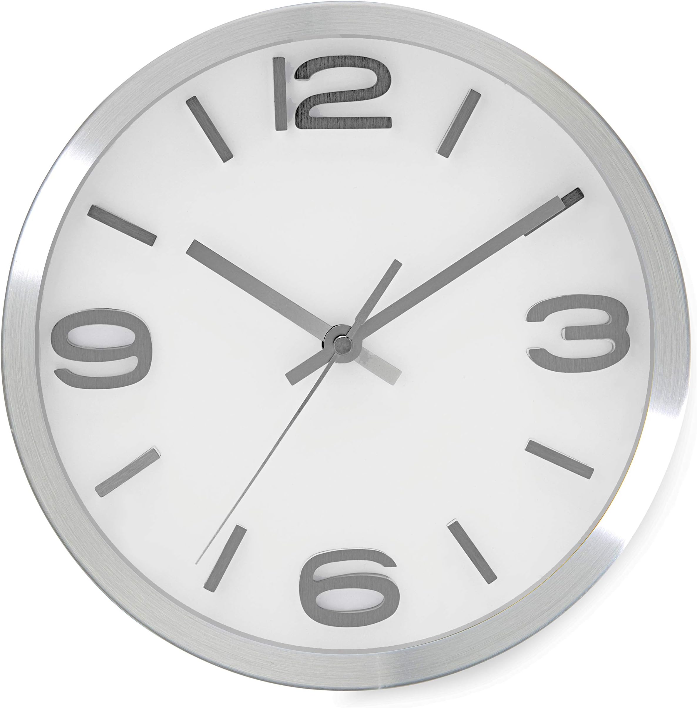 Amazon.com: Everyday Home 12 Inch Brushed Aluminum Wall Clock, Silver ...