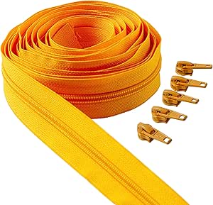 IPEA Yellow Continuous Chain Zipper - 5 Metres Long + 15 Metal Sliders ...