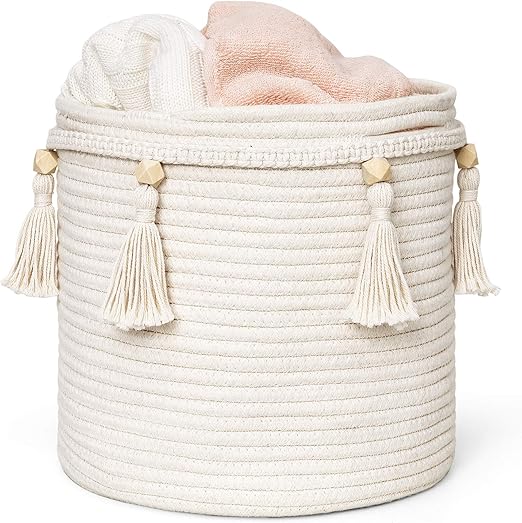 Amazon.com: Mkono Macrame Decorative Cotton Rope Basket Boho Cute Woven ...