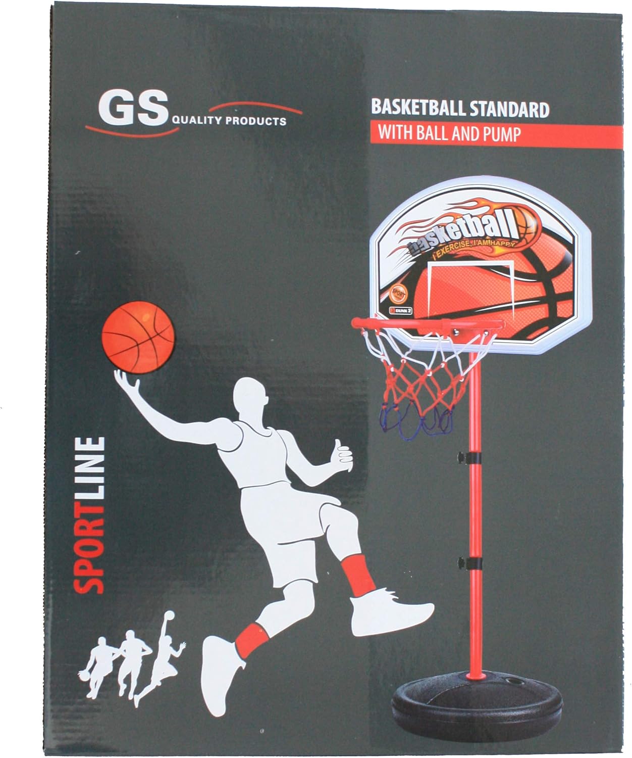 GS Standard Basketball Stand 60-150 cm Including Ball and Pump – BigaMart
