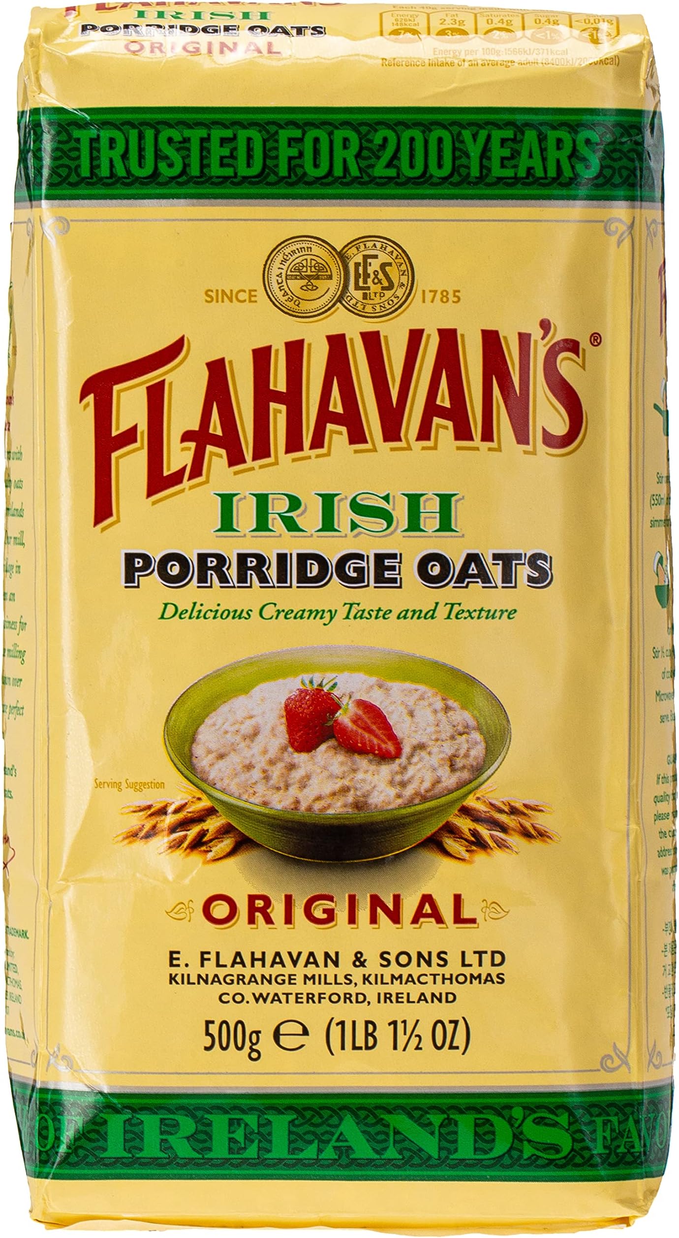 Amazon.com: Flahavan's Irish Porridge Oats (500g)