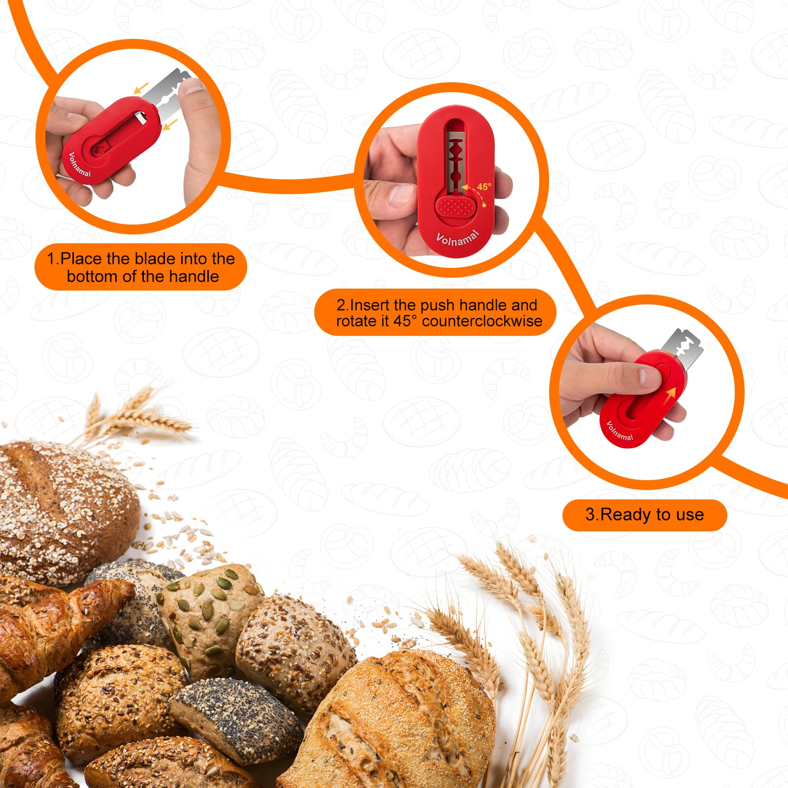 Snapklik.com : Volnamal Magnetic Bread Lame Dough Scoring Tool - Push ...