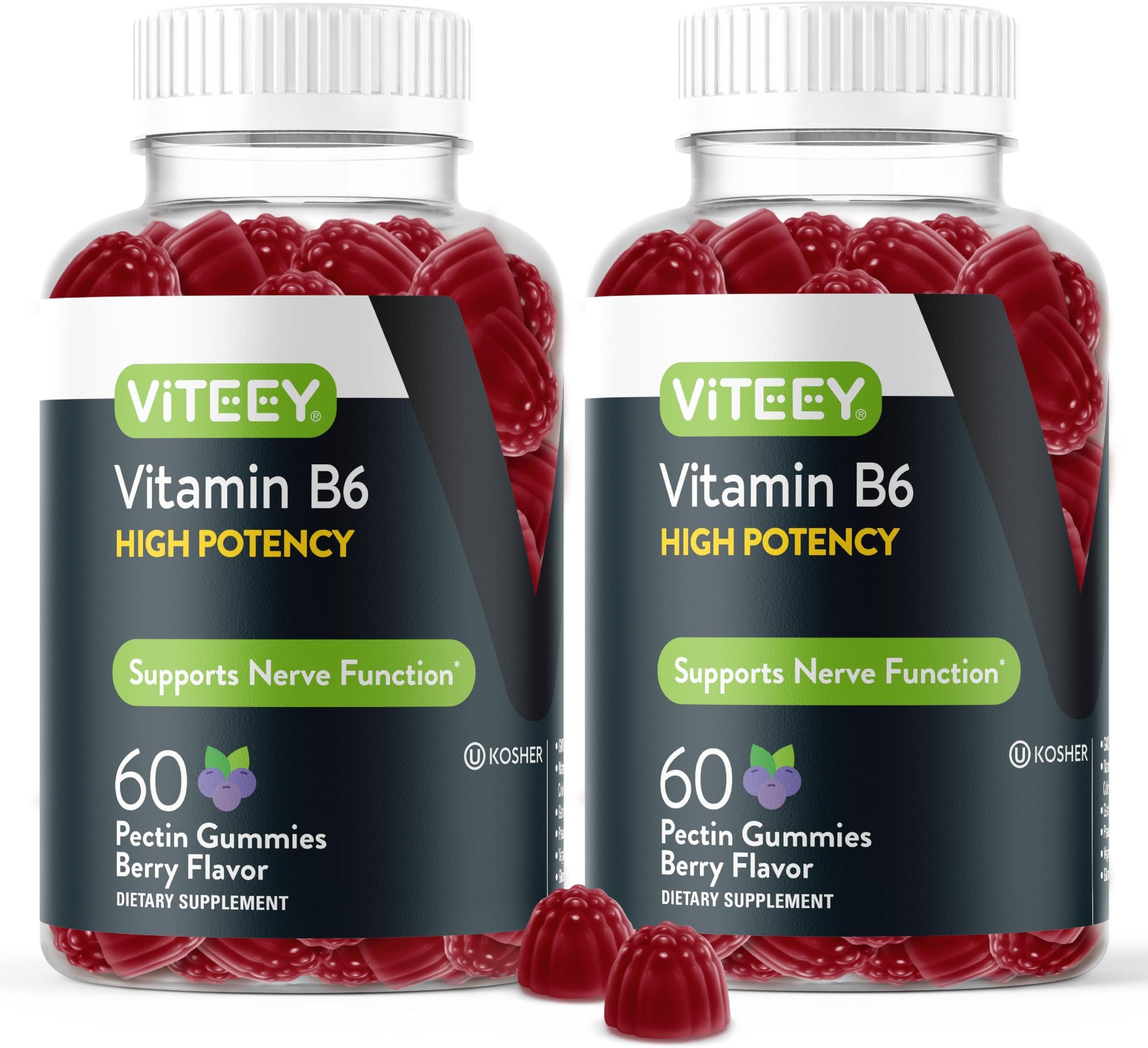 Amazon.com: Vitamatic Vitamin B6 100mg - Berry Flavor - 60 Pectin Based Gummies - Supports ...