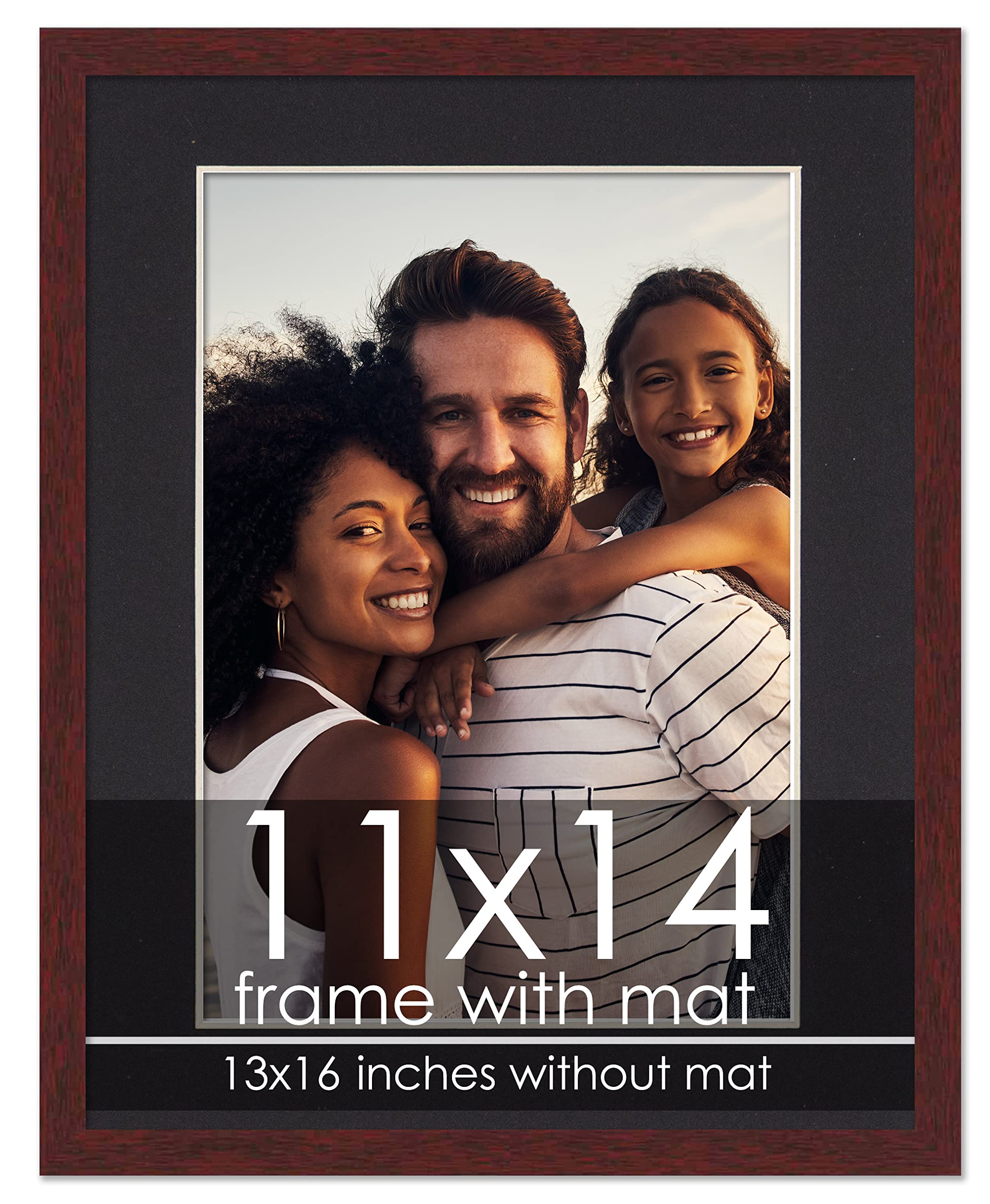 Amazon.com - 11x14 Frame with Mat - Brown 13x16 Frame Wood Made to ...