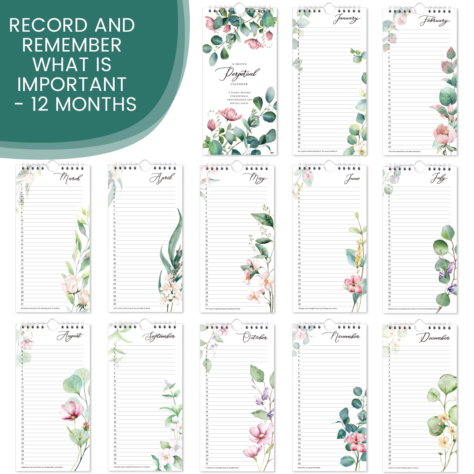 Snapklik.com : Perpetual Calendar - 12-Month Undated Calendar From Jan ...