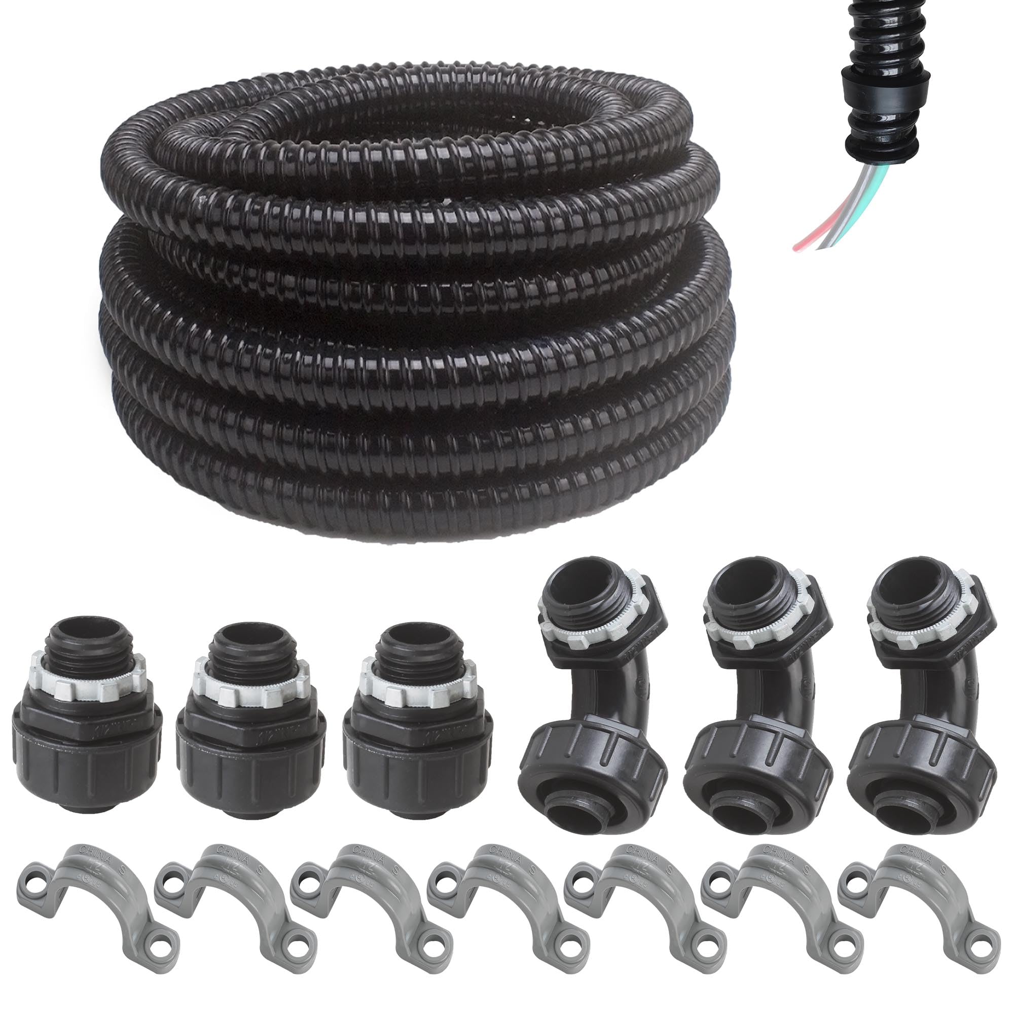 (1/2" Dia * 25 Feet) Yariwiz Black Special Extra Flexible Electrical ...