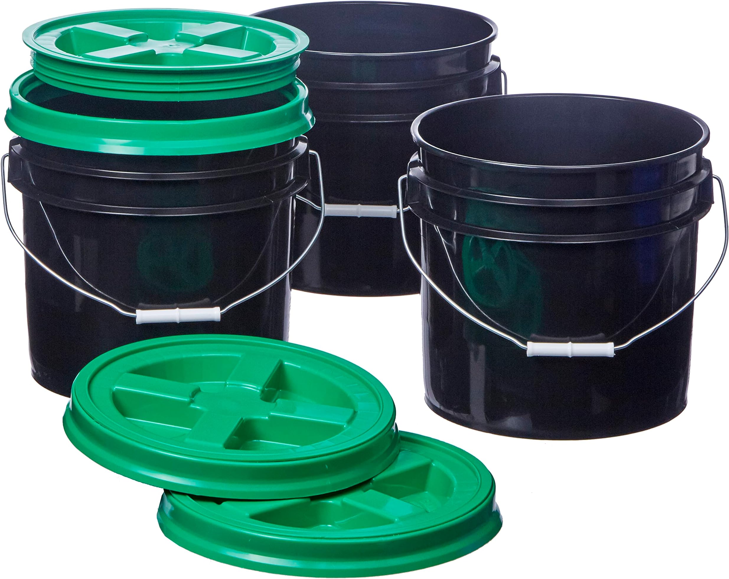 Amazon.com: Consolidated Plastics 3.5 Gallon Black Food Grade Buckets ...