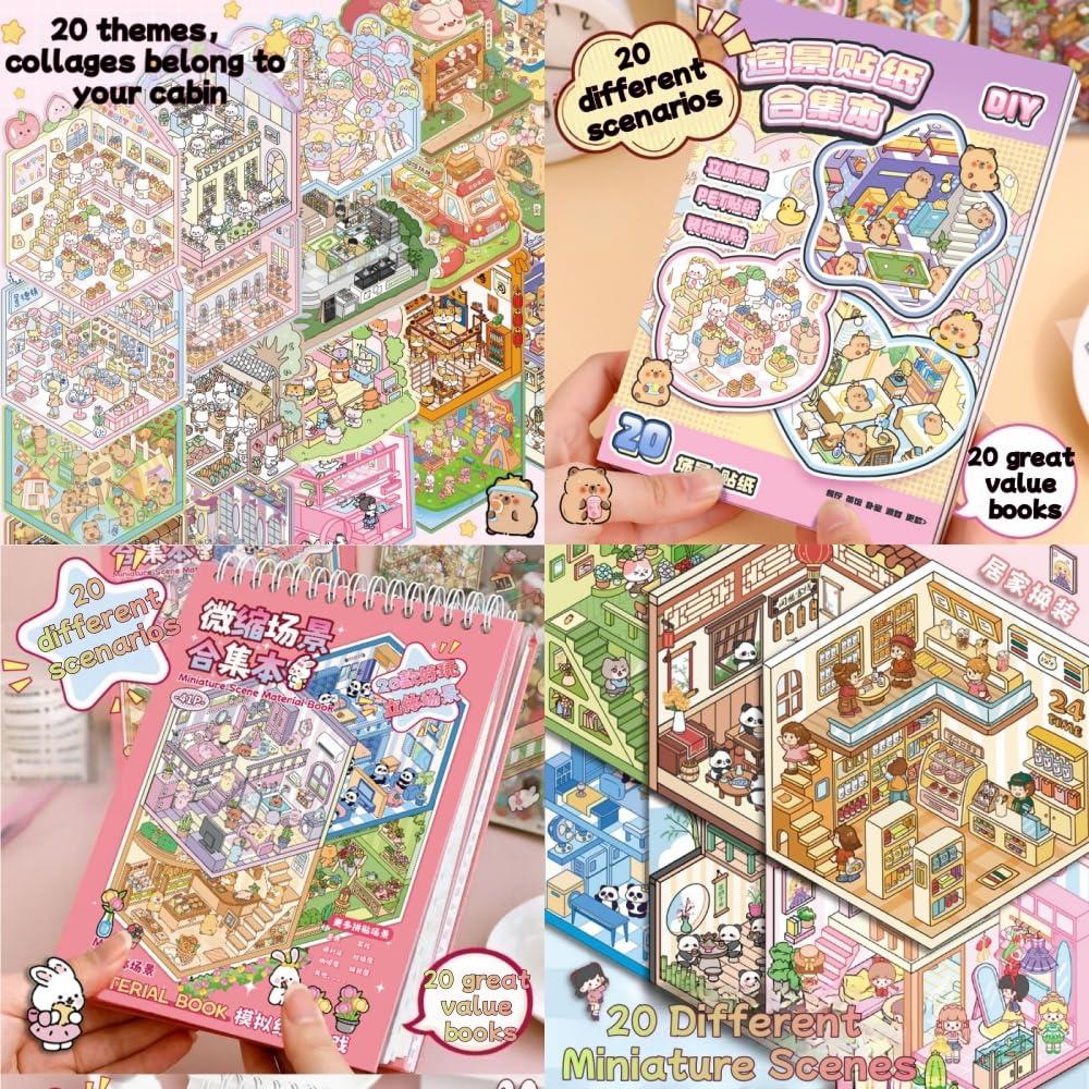 3d Miniature House Stickers 3d Sticker Scene Book 12Pcs DIY 3D House ...