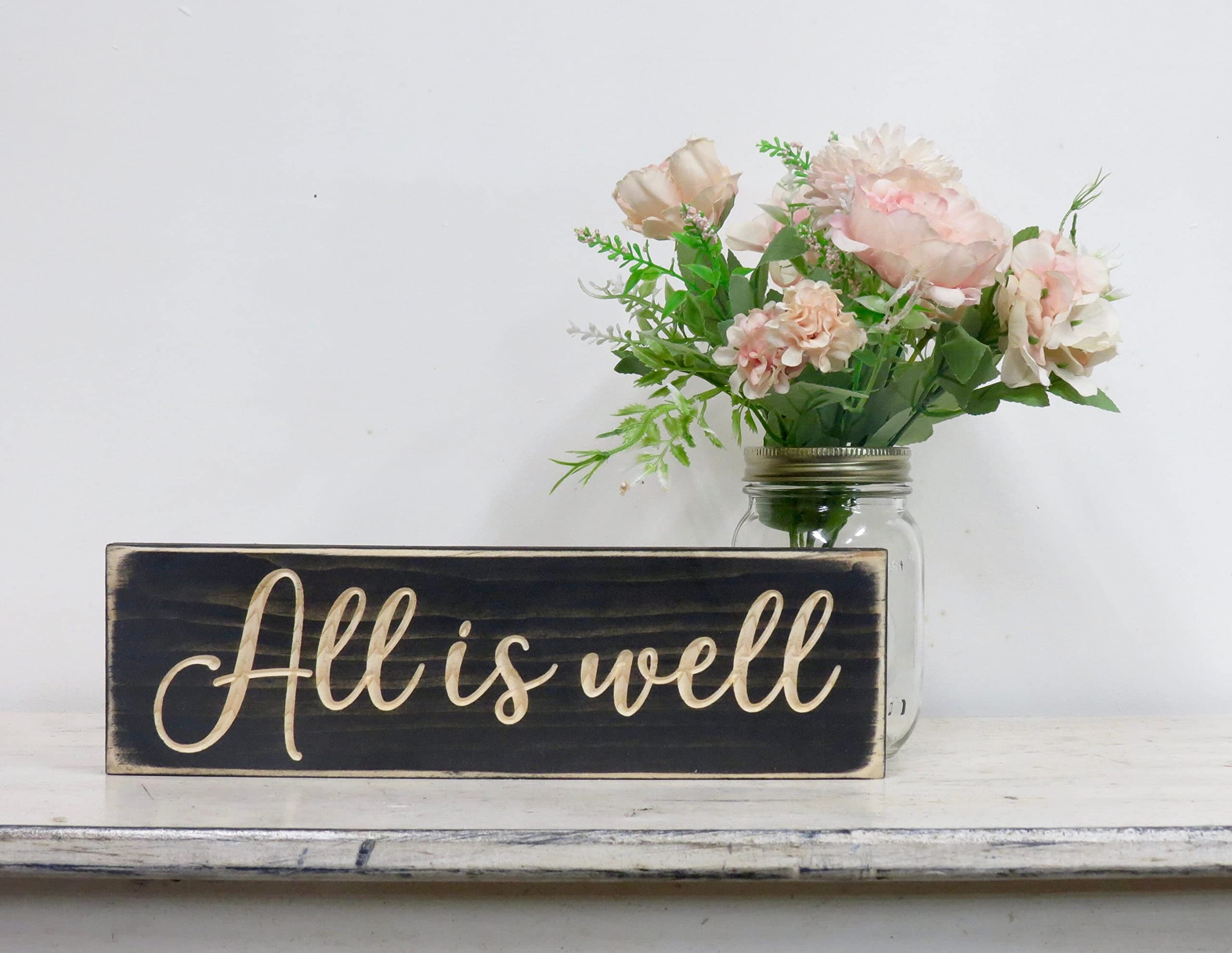 Amazon.com : WIPBLAK All is Well Sign, All is Well, Home Decor, Wood ...