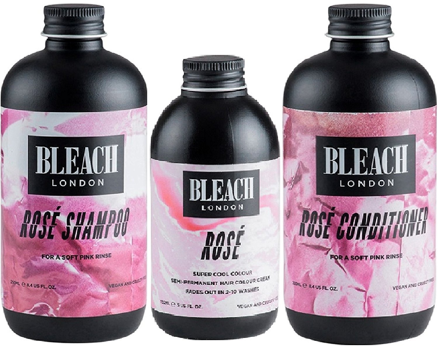 (Pack of 3) BLEACH LONDON Rose Shampoo 250ml & Rose Conditioner 250ml ...