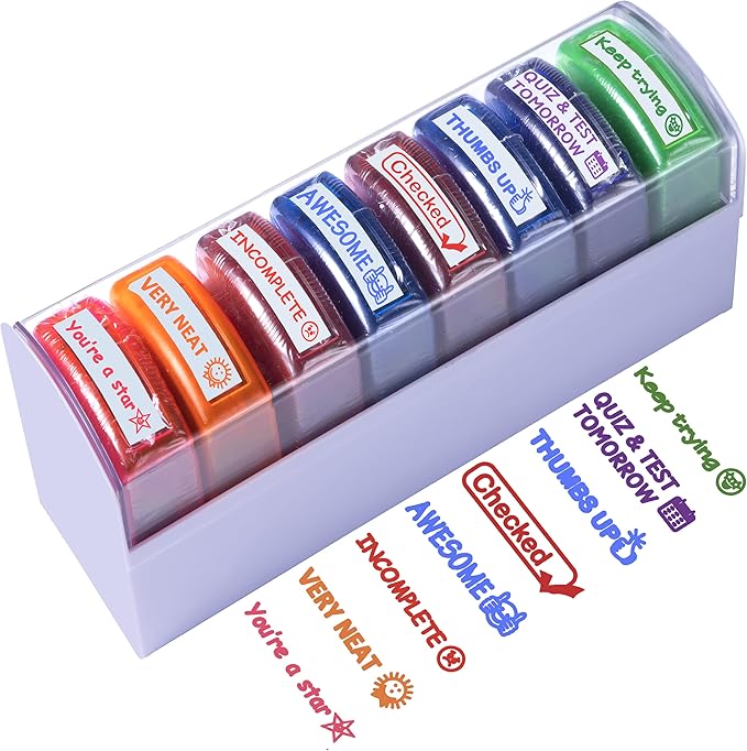 Amazon.com: Tickselect Teacher Stamps for Classroom Grading 8PCS ...