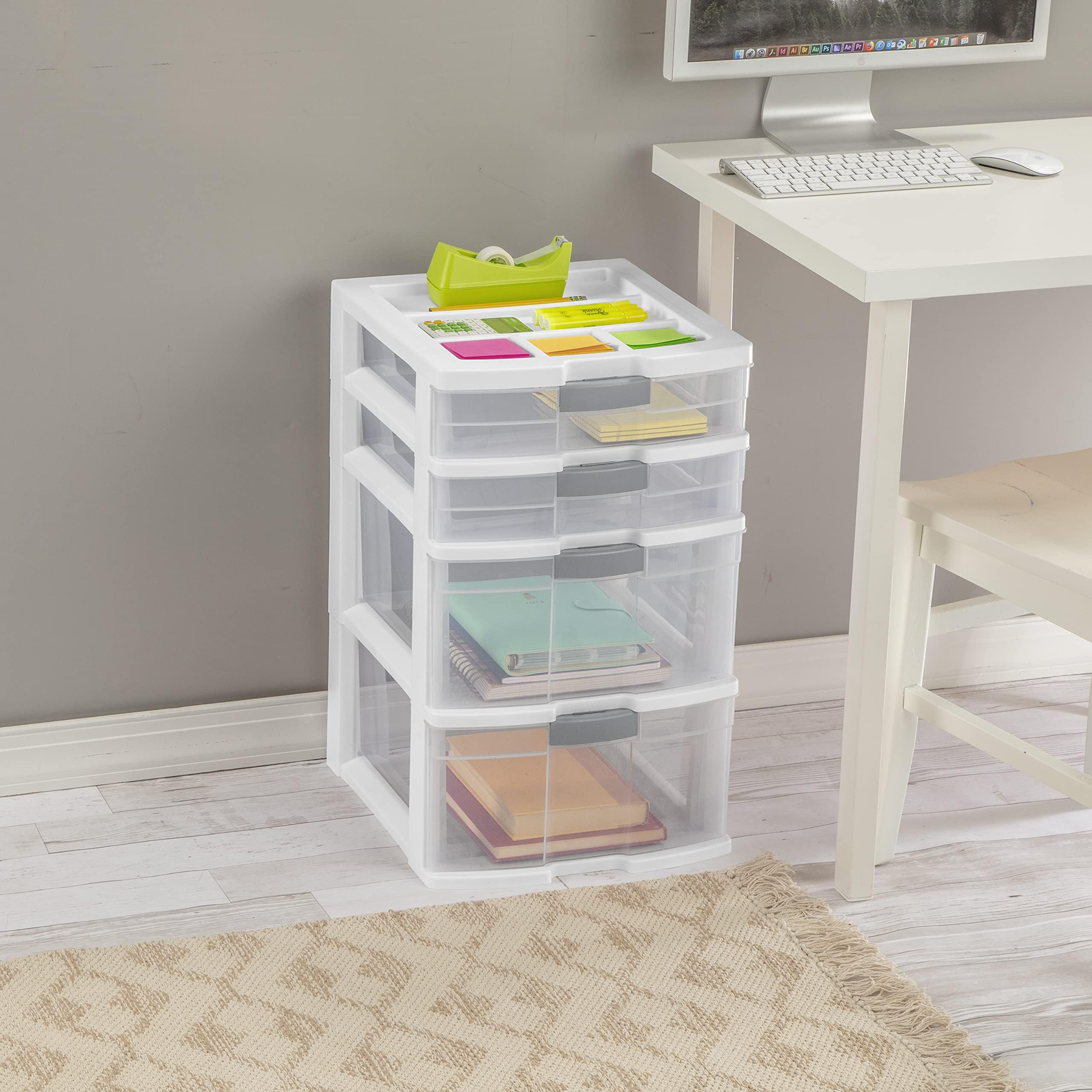Amazon.com | Sterilite 4 Drawer Locking Tower, Plastic Storage Latching ...