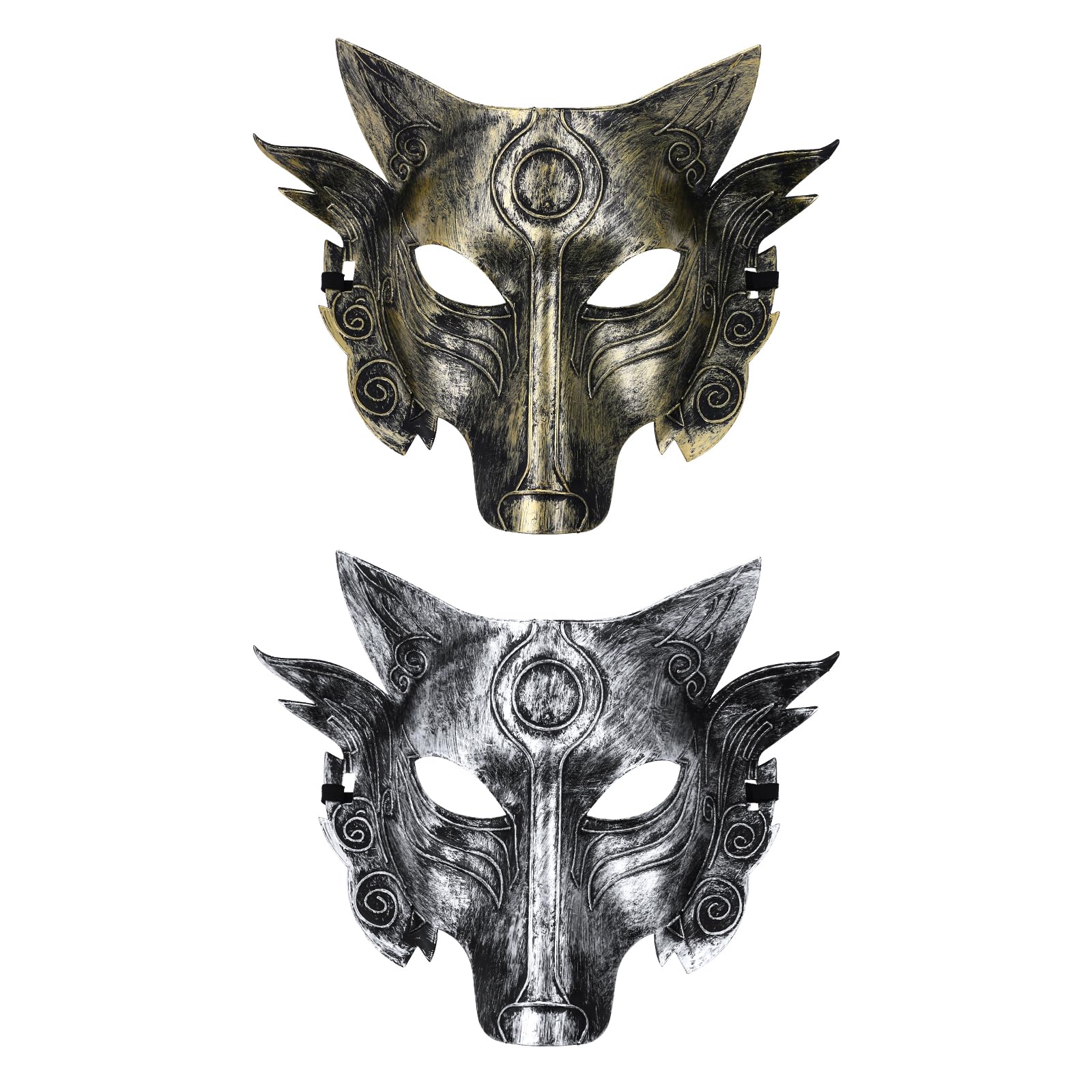 Oidea Wolf Masquerade Mask for Men: Silver Gold Vintage Funny Wolf Head ...