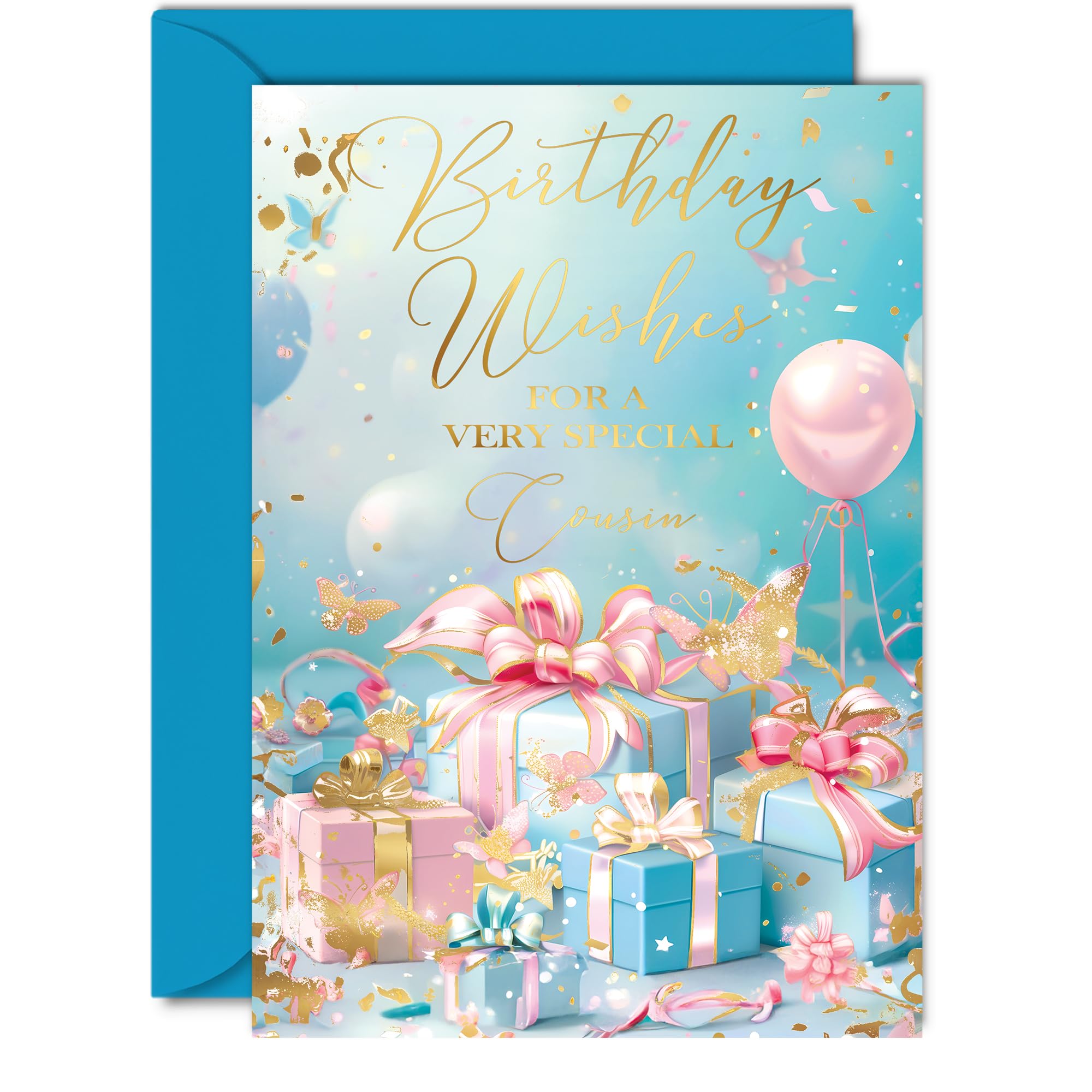 Amazon.com : Beautiful Gold Birthday Cards for Cousin - Fantastic ...